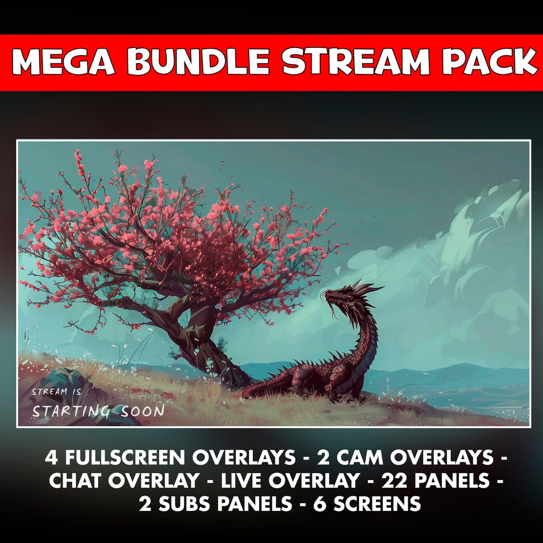 Dragon Twitch Overlay Animated Pack - Mythological Fantasy Plain ...