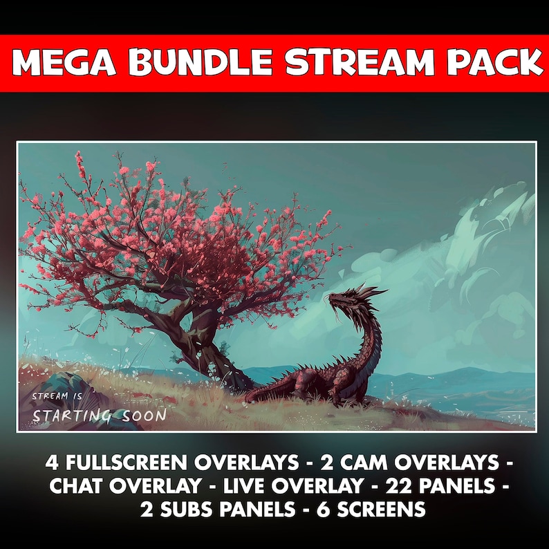 Dragon Twitch Overlay Animated Pack - Mythological Fantasy Plain ...