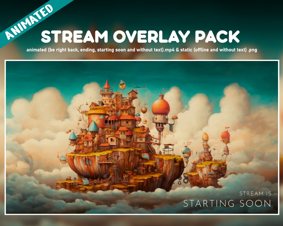 Twitch Whimsical Overlay Animated - Castle in the Sky Anime Surrealism ...