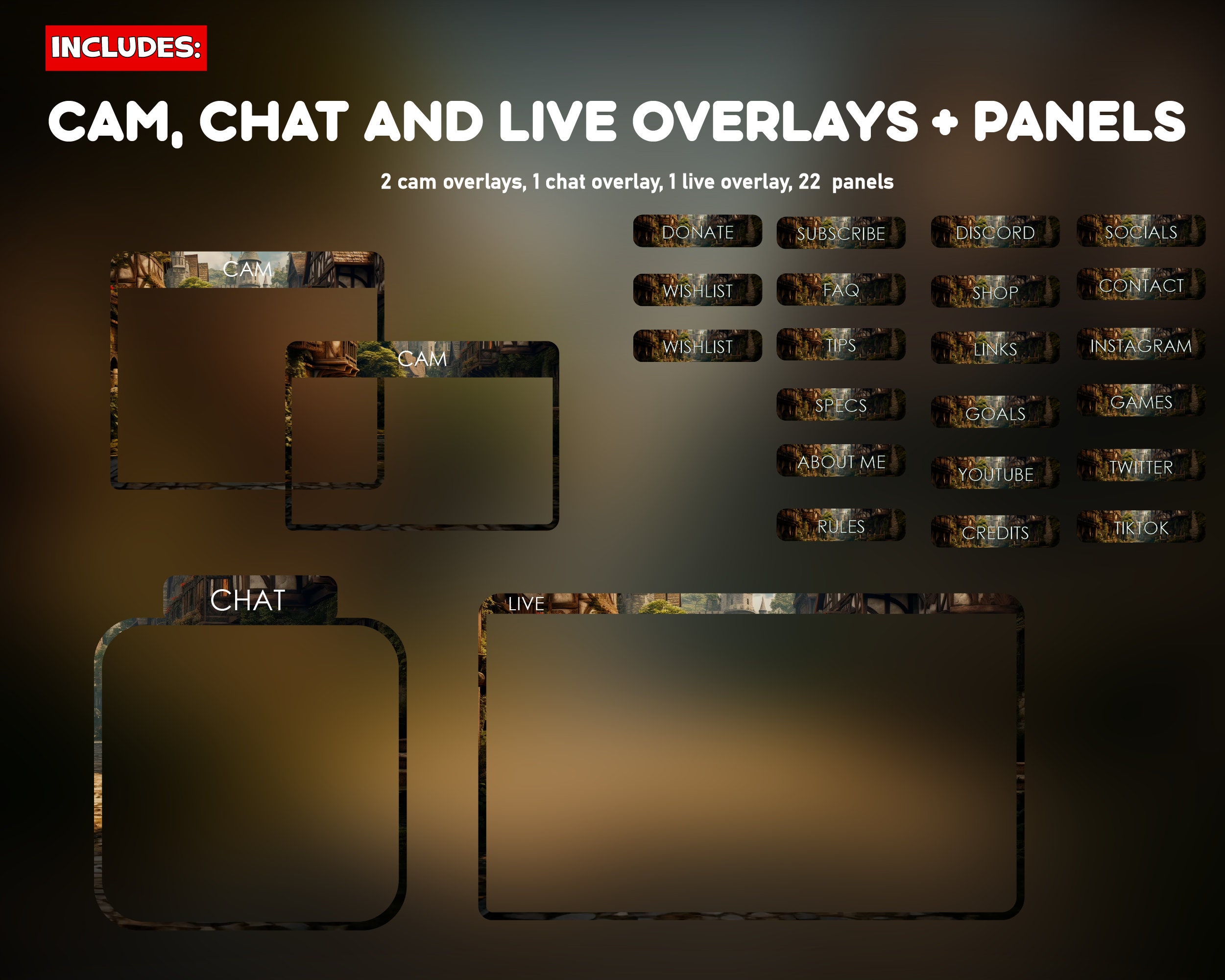 Cozy Medieval Twitch Overlay Animated Pack - Medieval Village Cute ...