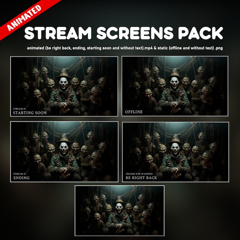 Horror Circus Twitch Overlay Animated - Terror Clown Gothic Spooky ...