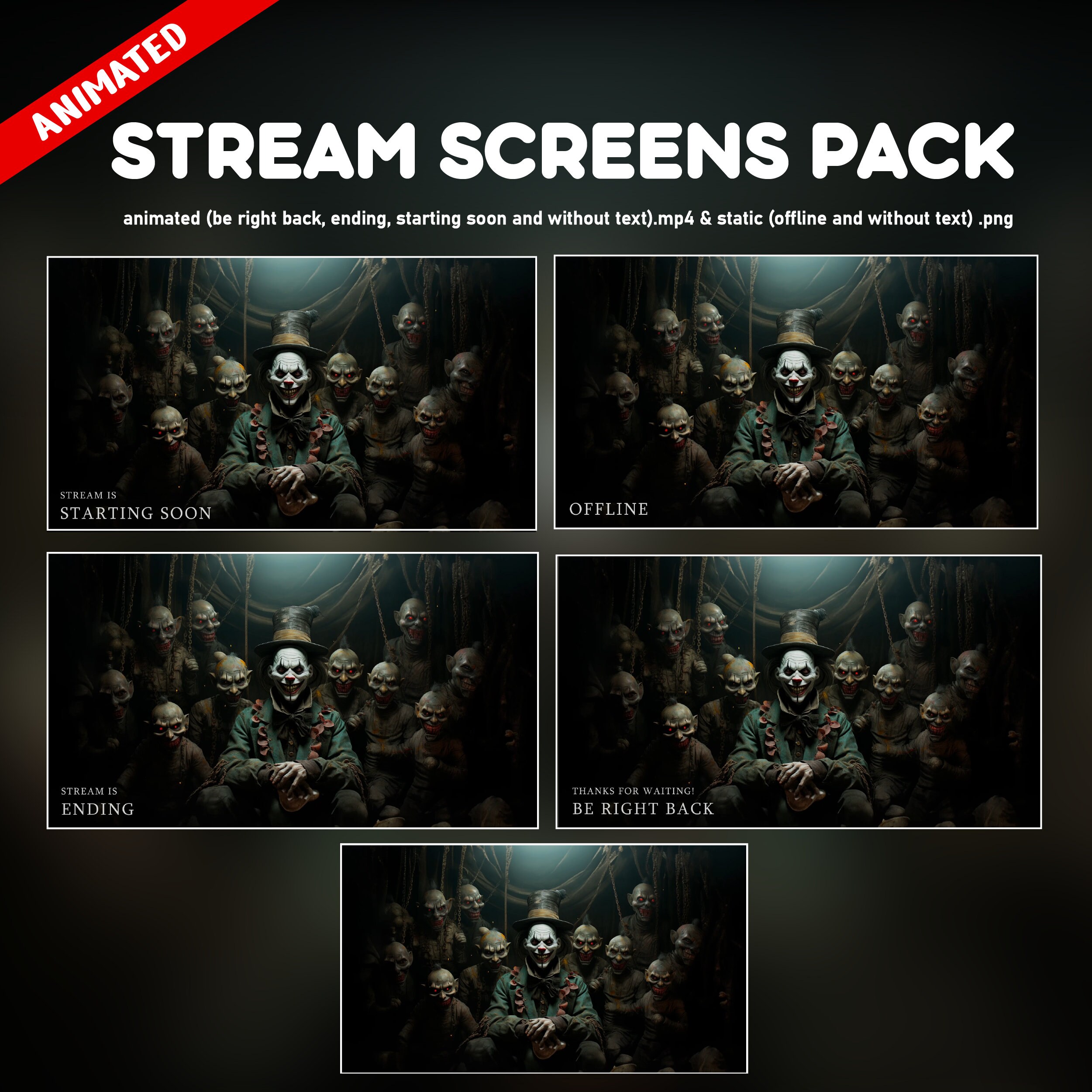 Horror Circus Twitch Overlay Animated - Terror Clown Gothic Spooky ...