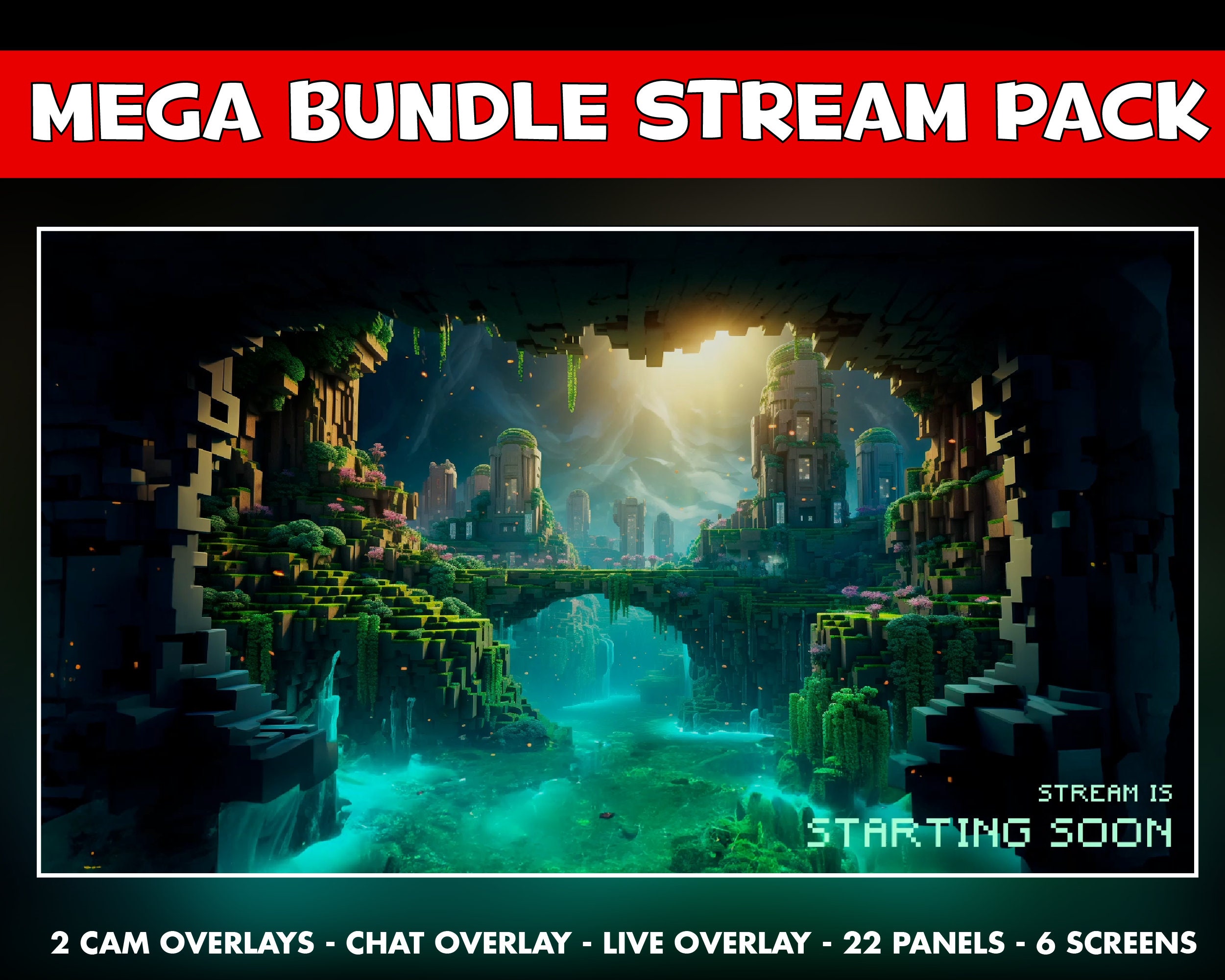 Minecraft Twitch Overlay Animated Pack Minecraft Landscape Cute ...