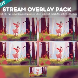 Goat Twitch Overlay Animated Forest - Flower Plants Stream Screens ...
