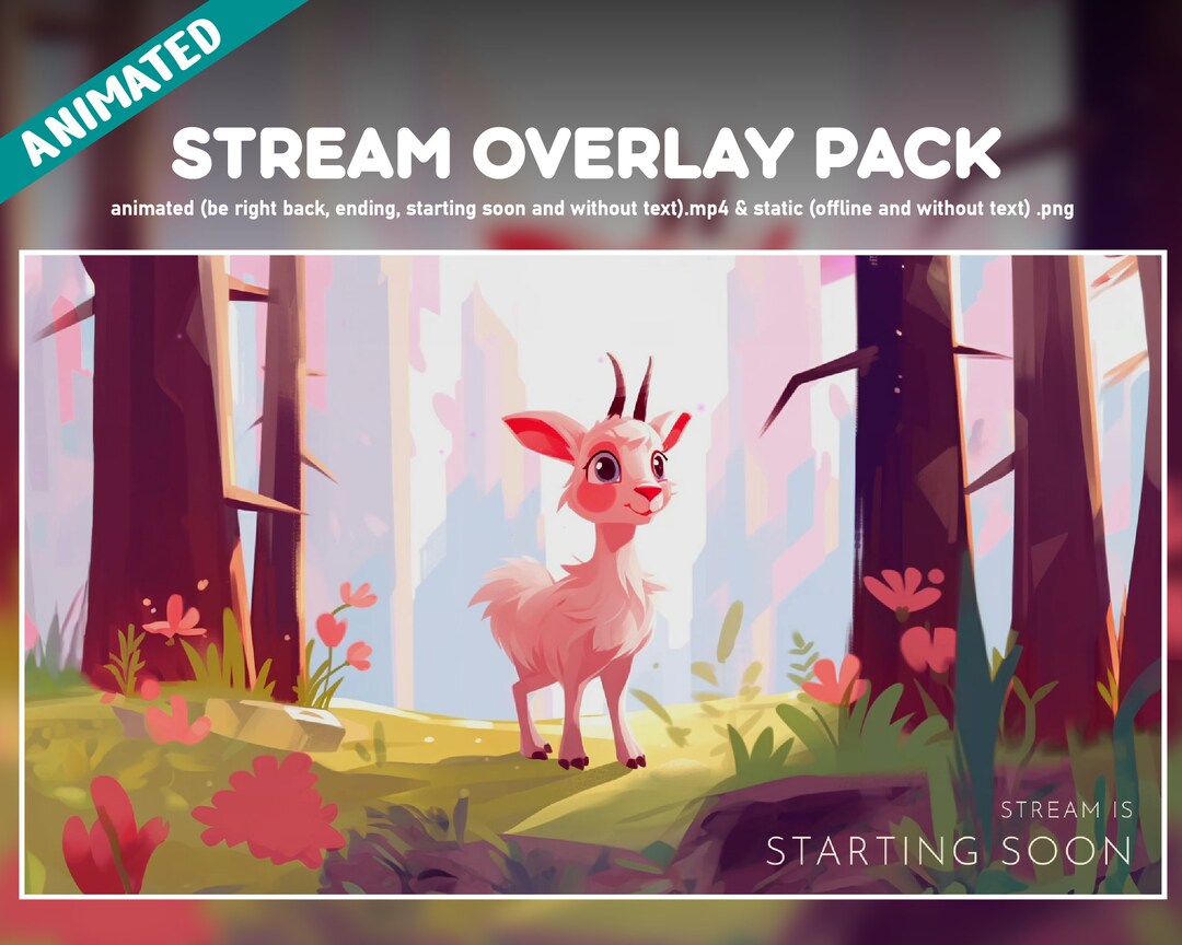 Goat Twitch Overlay Animated Forest - Flower Plants Stream Screens ...