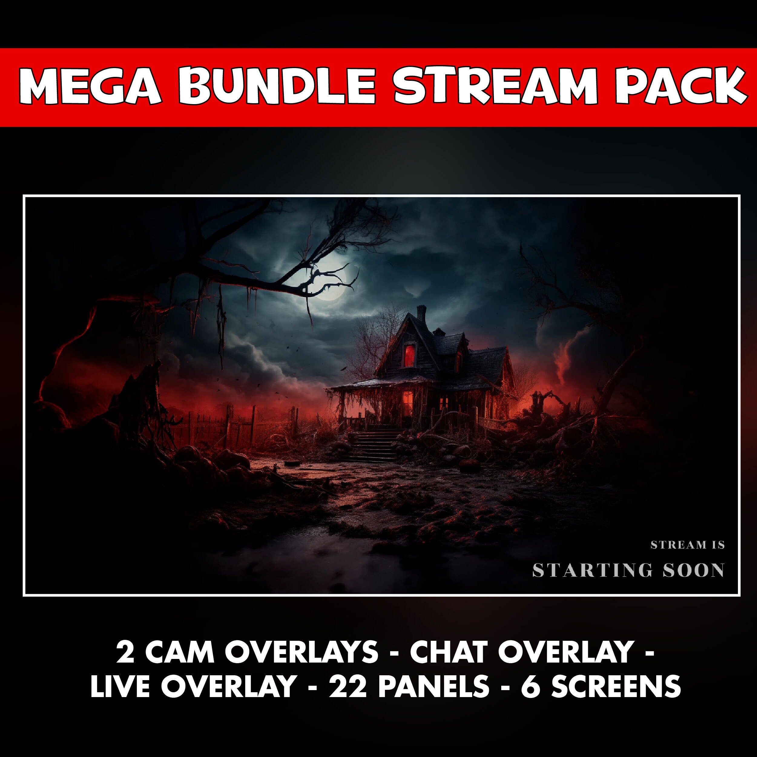 Goth House Twitch Overlay Animated - Horror House Haunted Trees Screens ...