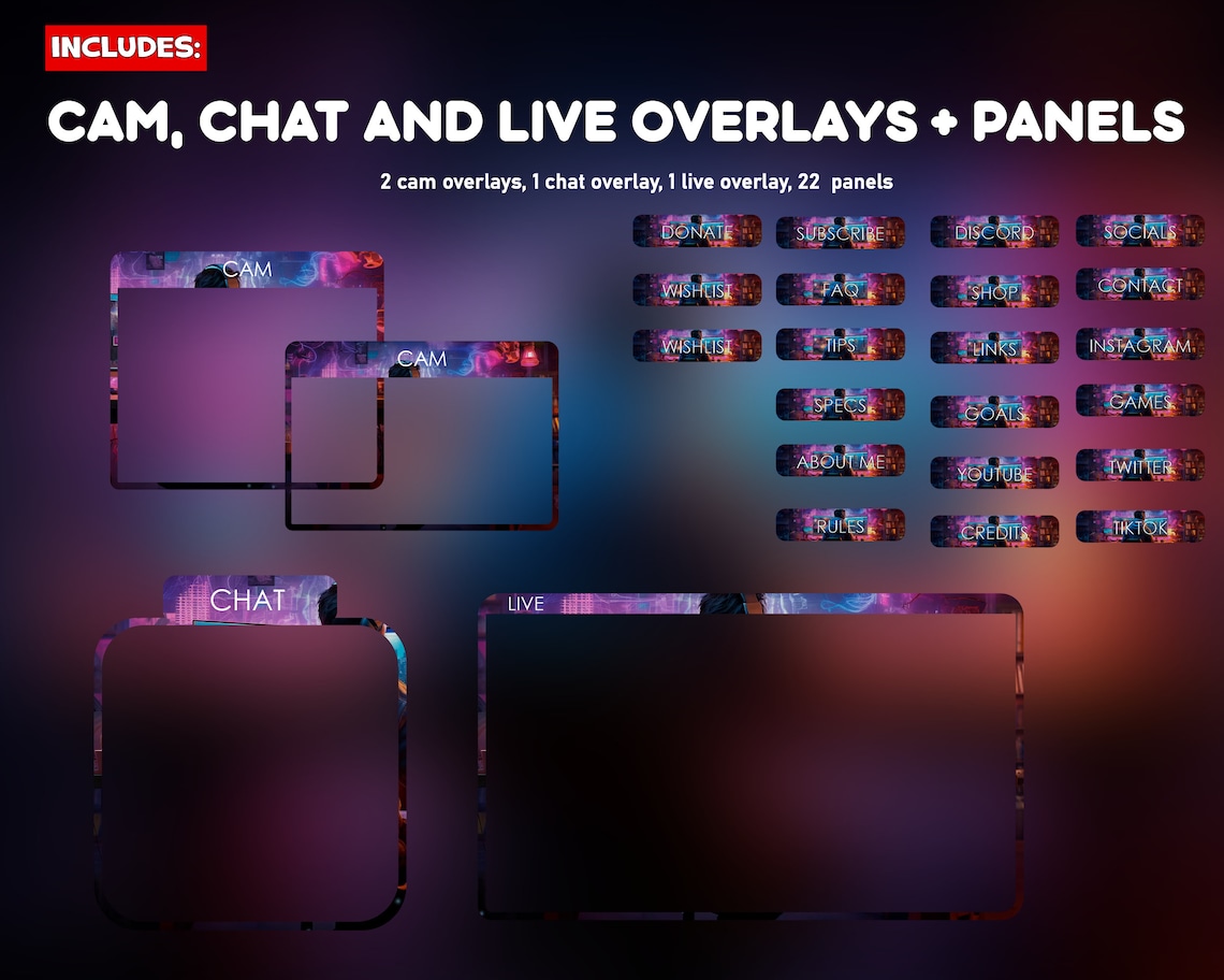 Gamer Room Twitch Overlay Animated Pack Desktop Light Fantasy ...