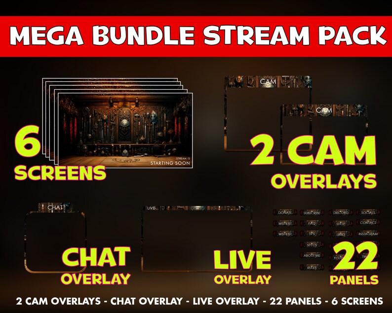 Weapons Twitch Overlay Animated Pack War Sword Dagger Screens Aze ...