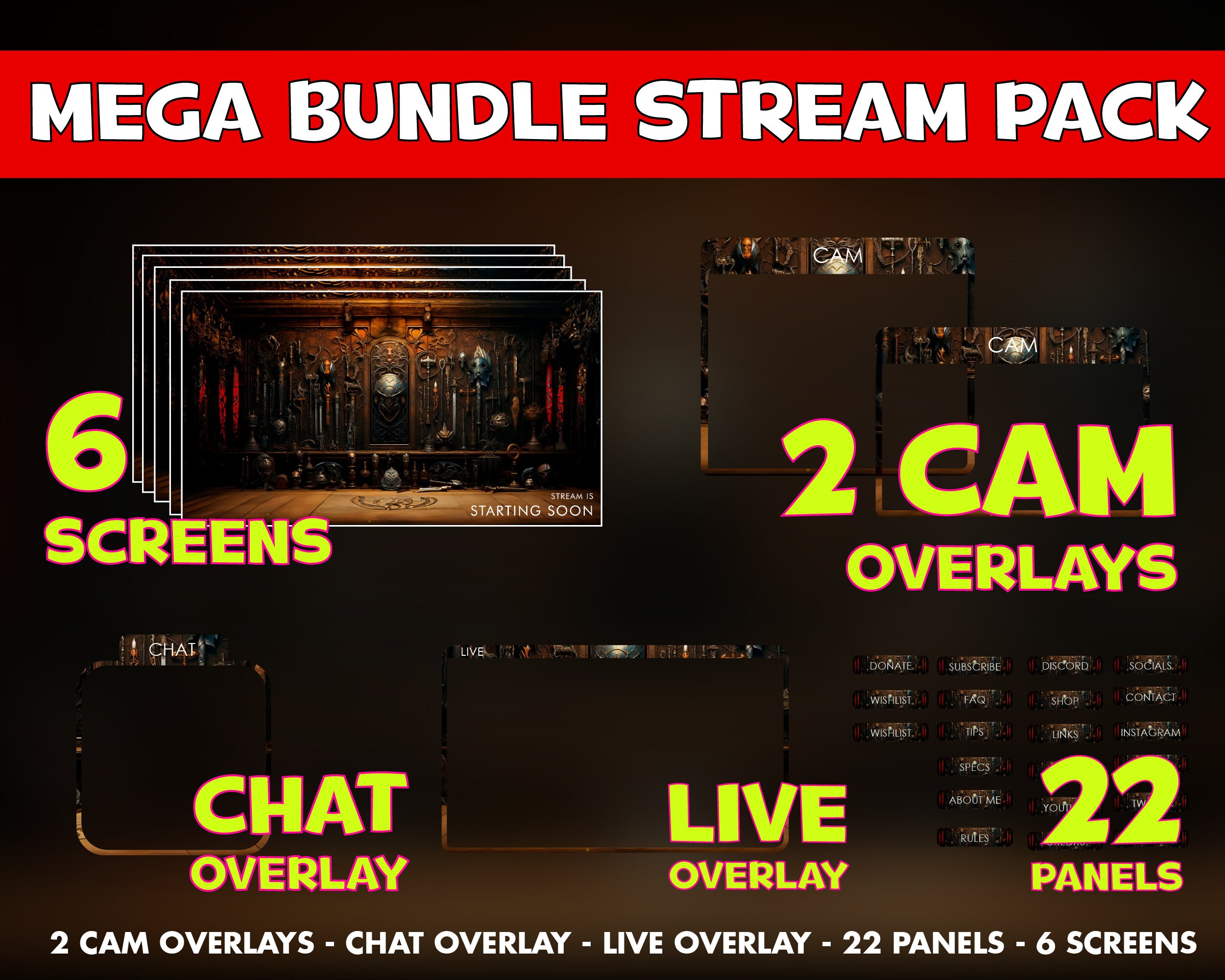 Weapons Twitch Overlay Animated Pack War Sword Dagger Screens Aze ...