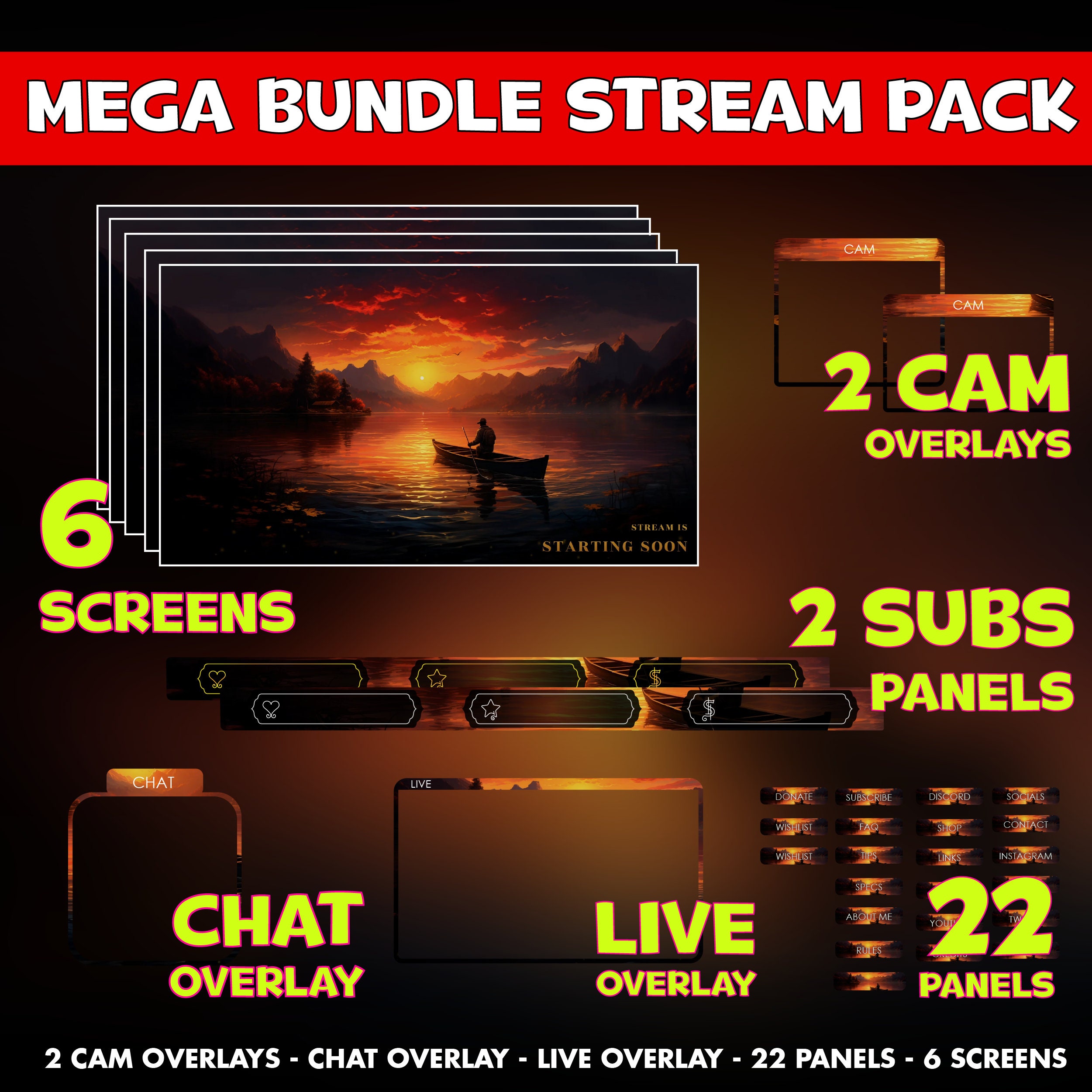 Fishing Boat Twitch Overlay Animated Pack - Fisher Boat River ...