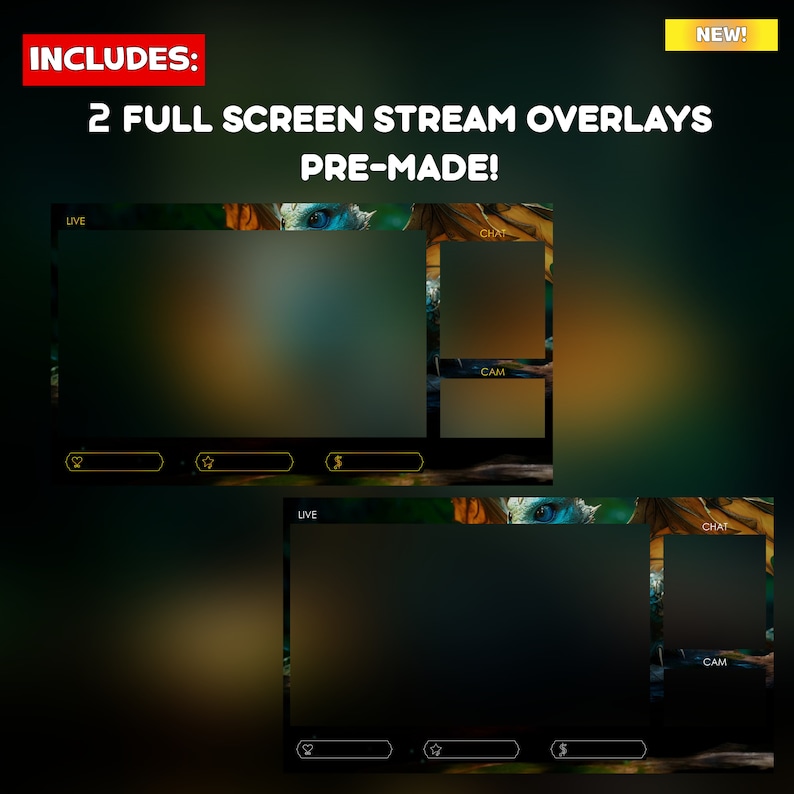 Dragon Twitch Overlay Animated Pack - Mythological Fantasy Forest ...