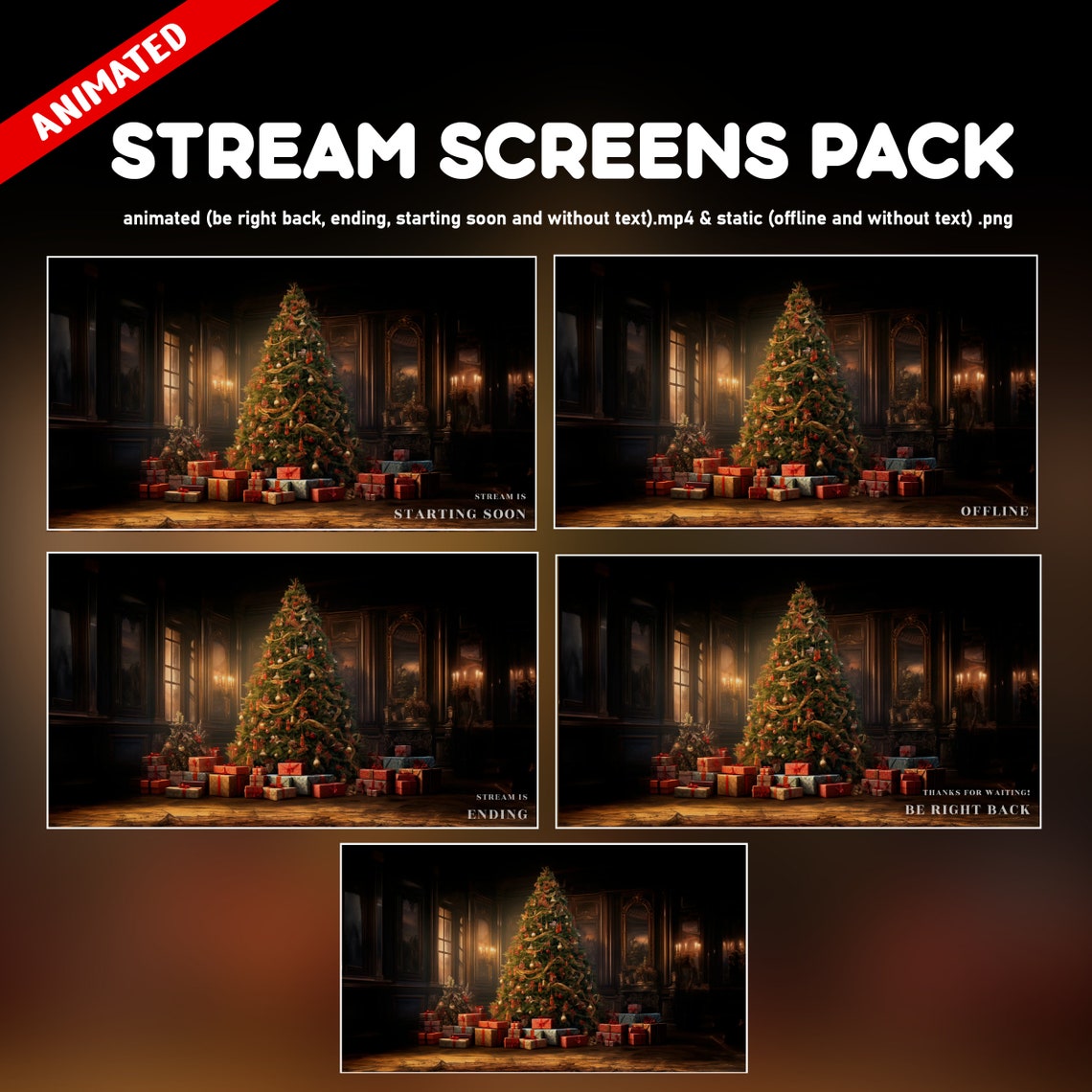 Christmas Twitch Overlay Animated Pack -christmas Tree Background ...