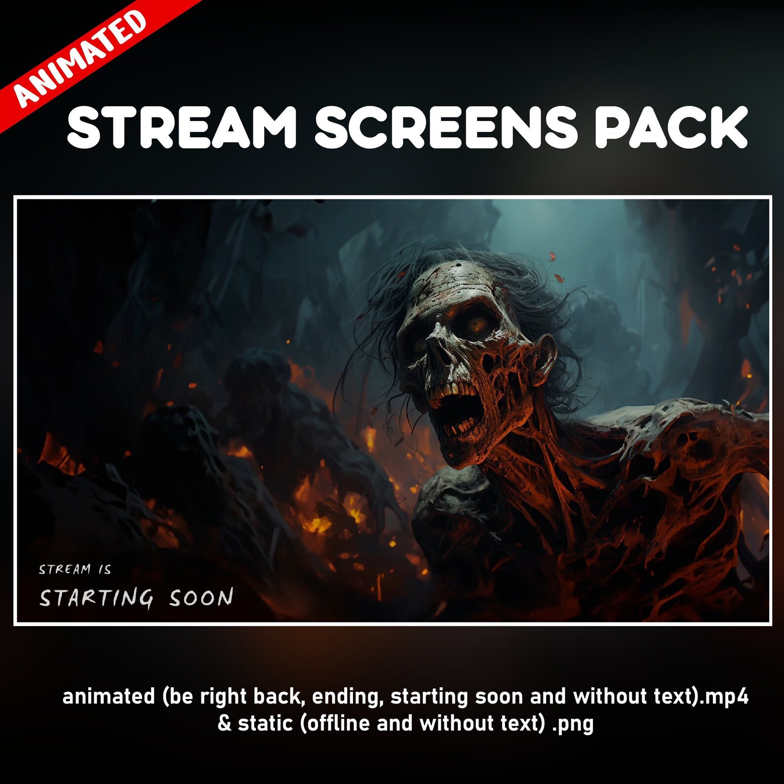 Zombie Dark Twitch Overlay Animated Package - Terror Zombie Gothic ...