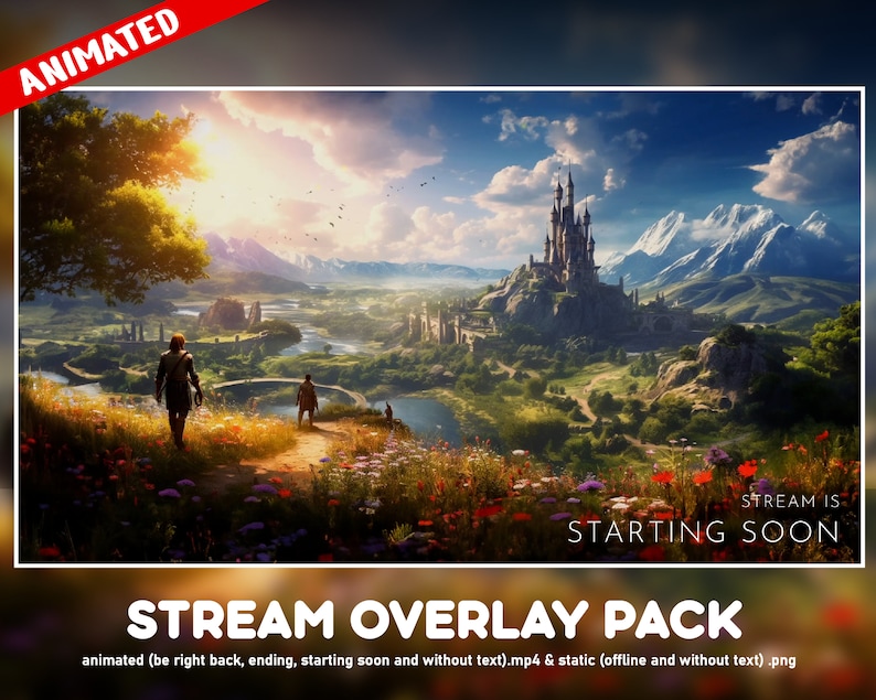Twitch Overlay Animated Package Fantasy Landscape - Anime Style Overlay ...