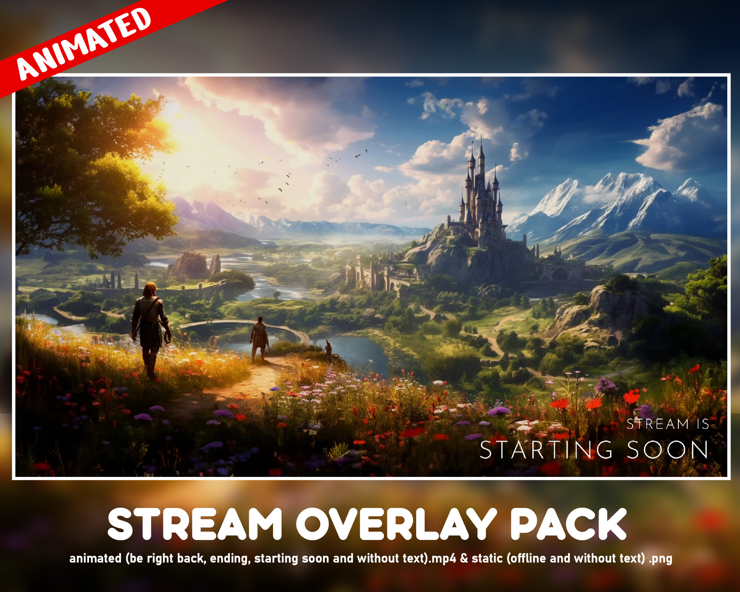 Twitch Overlay Animated Package Fantasy Landscape - Anime Style Overlay ...