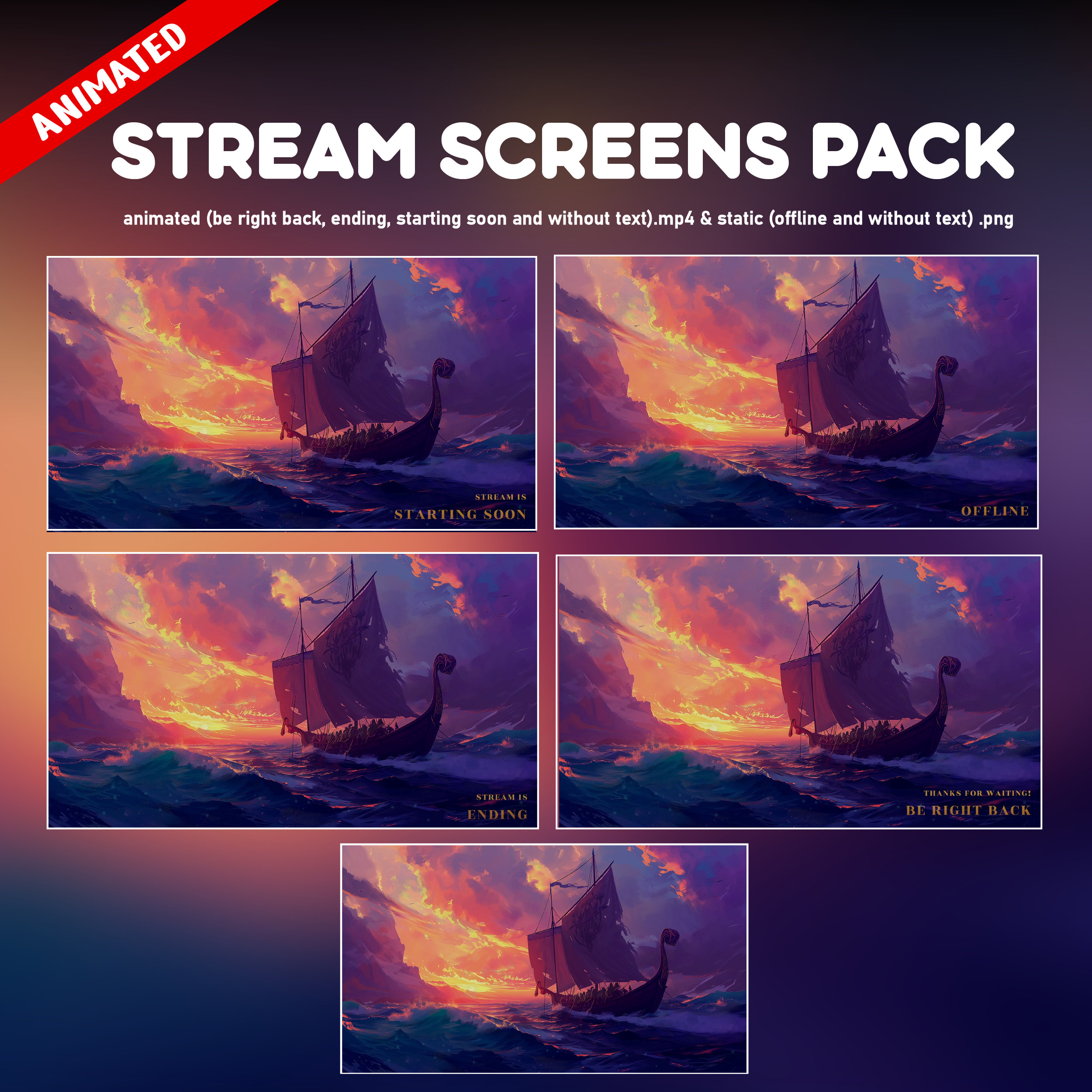 Viking Ship Twitch Overlay Pack - Nautical Adventure Animated Stream ...