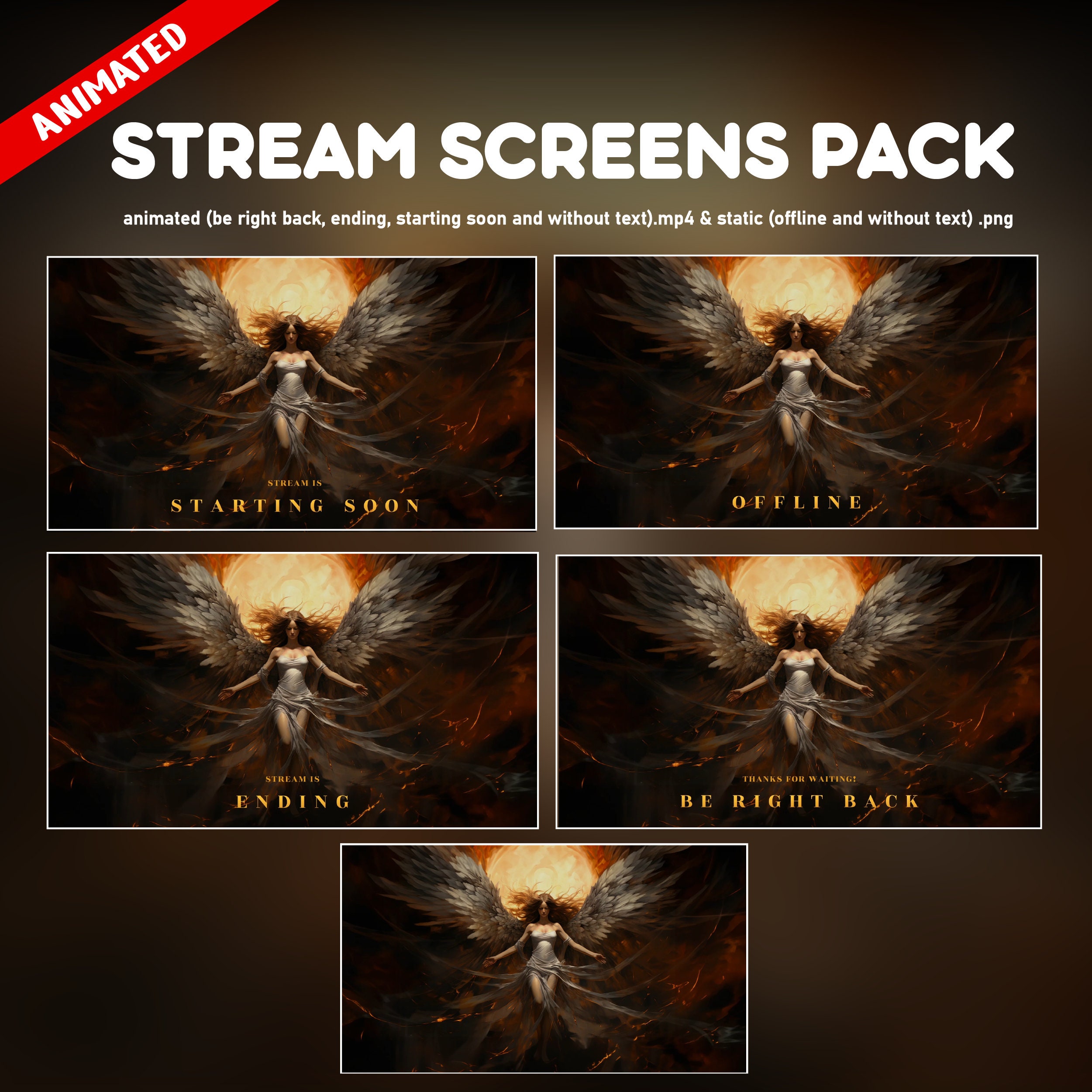 Angel Female Twitch Overlay Animated Pack Mythological Fantasy ...