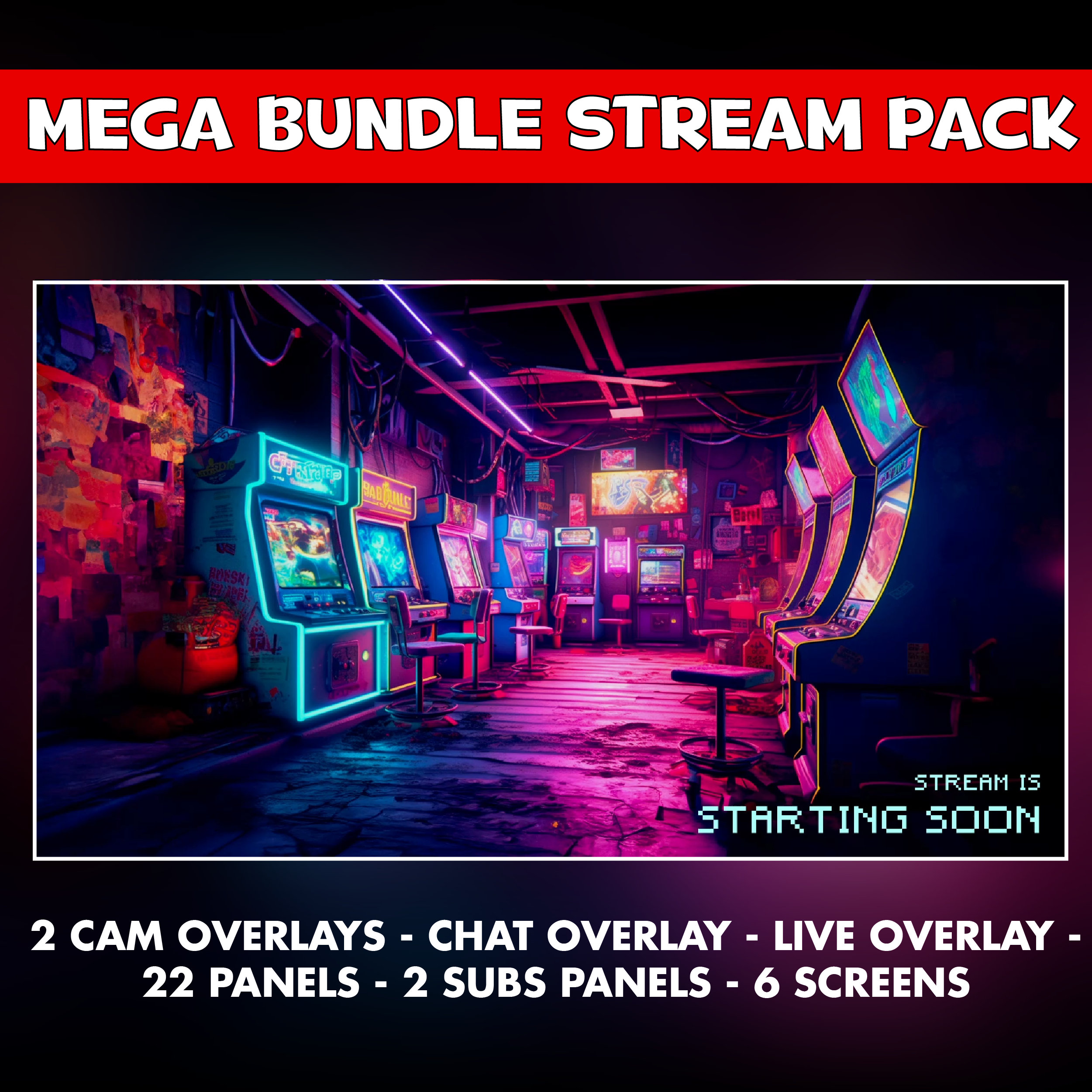Retro Twitch Overlay Animated Pack - Inspired 80s Videogame Arcade ...