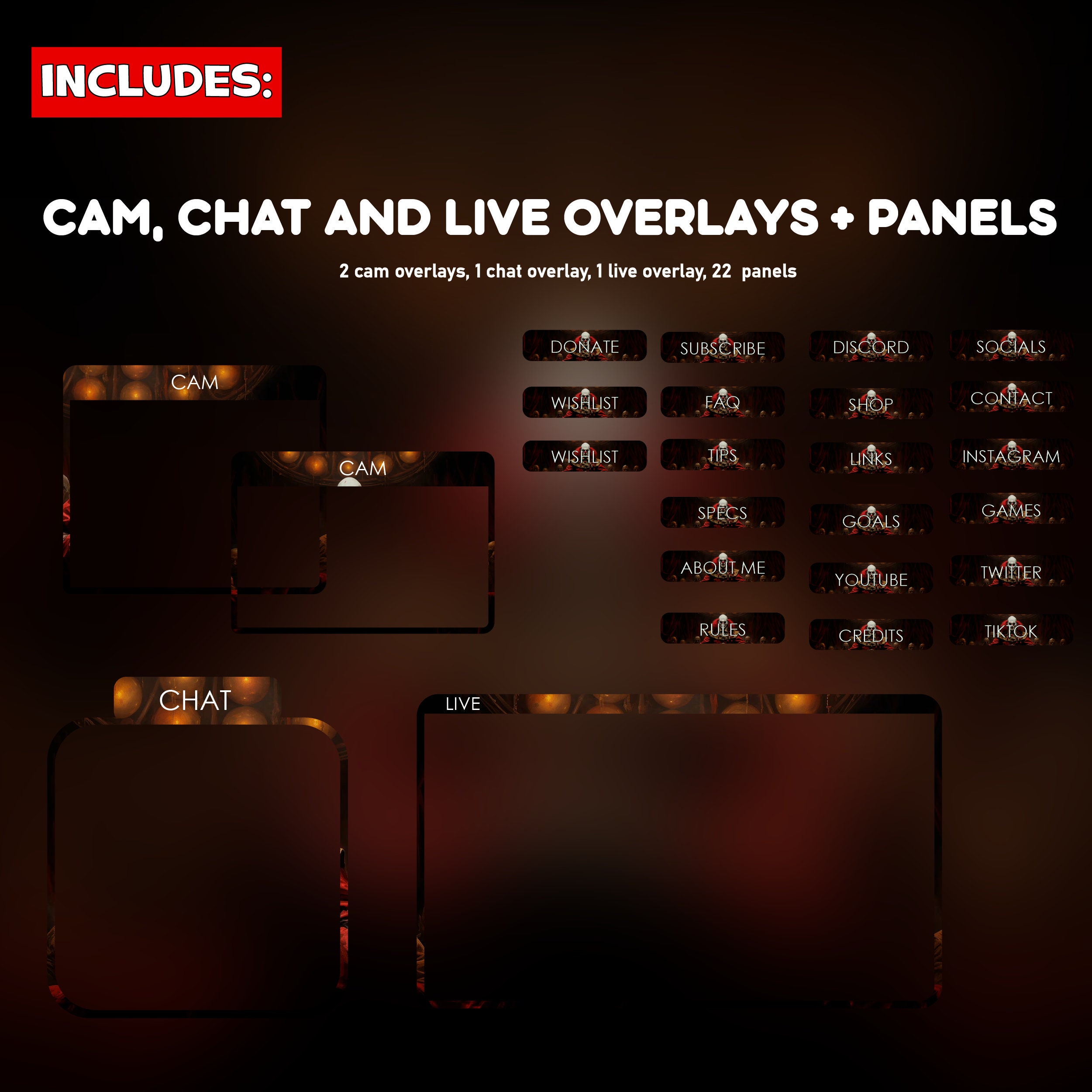 Horror Clown Twitch Overlay Animated - Terror Circus Gothic Spooky ...