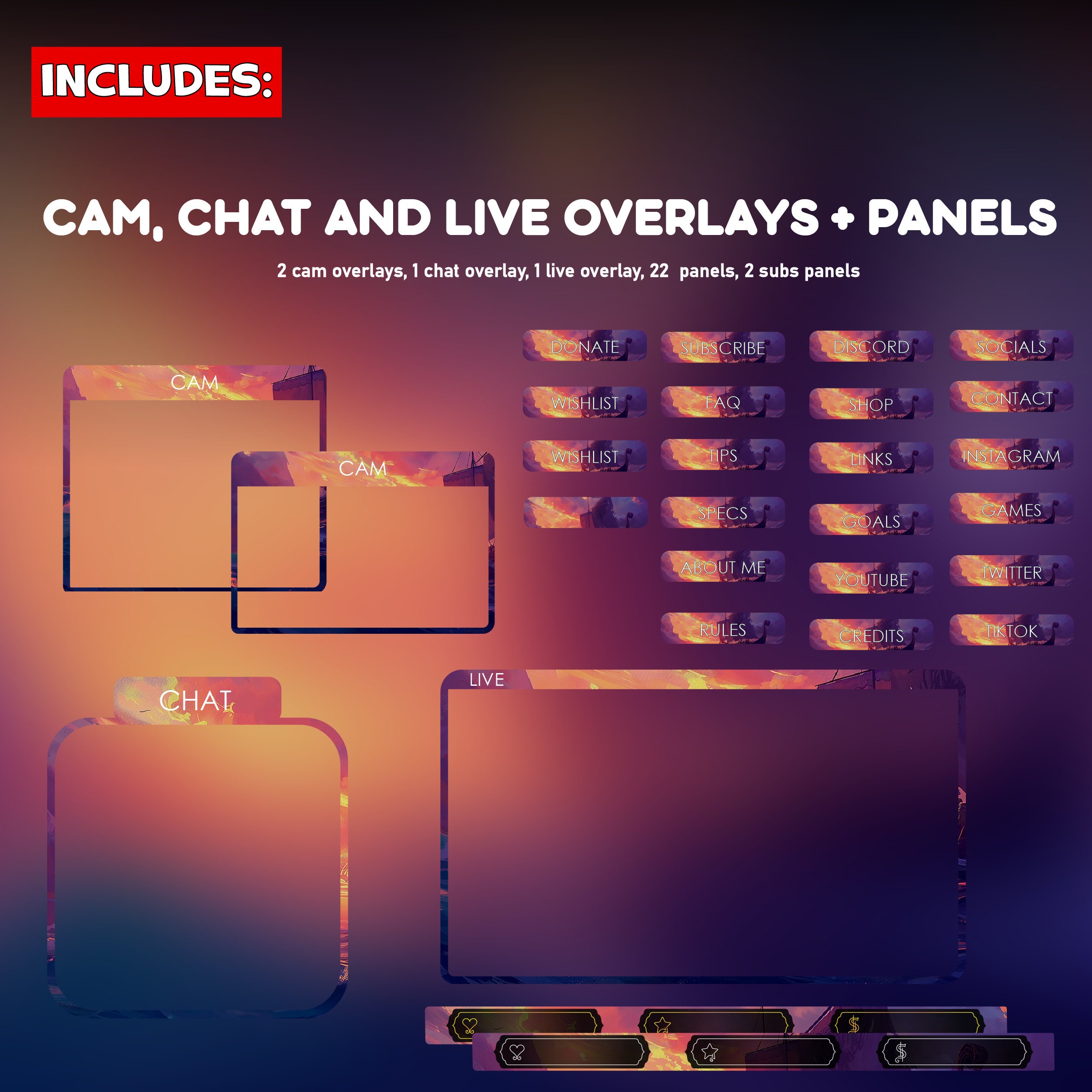 Viking Ship Twitch Overlay Pack - Nautical Adventure Animated Stream ...