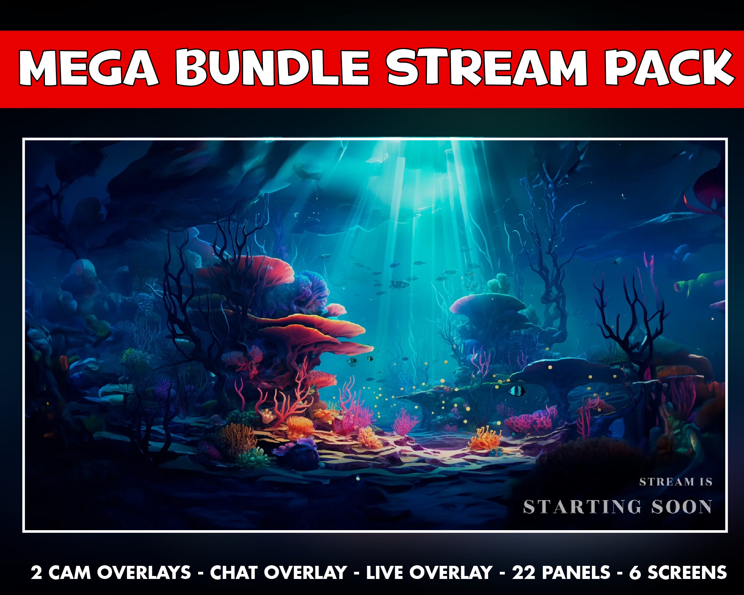 Acuatic Twitch Overlay Animated Pack - Ocean Jellyfish Fishes ...