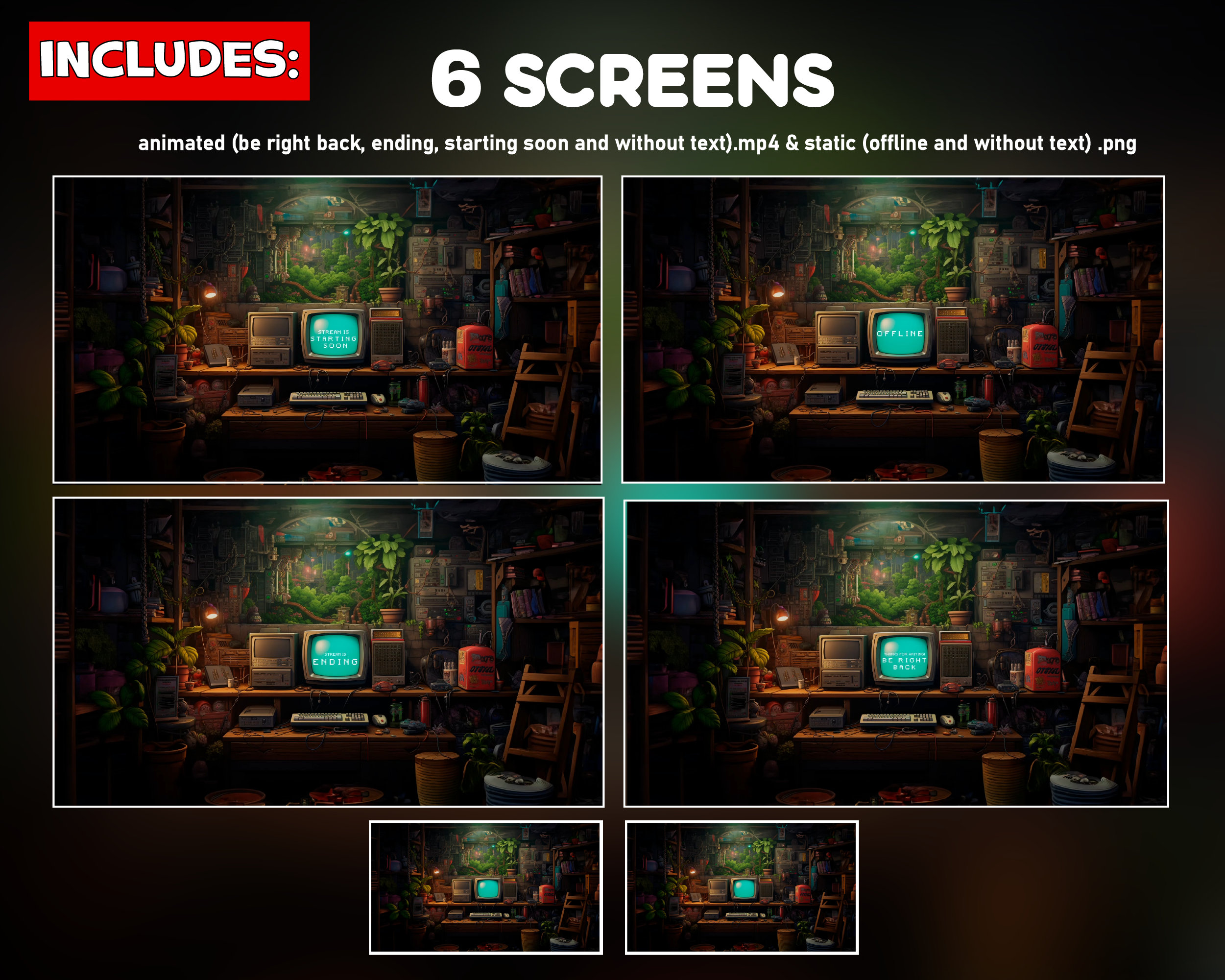 Retro Futuristic Gamer Room Twitch Overlay Animated Pack - Desktop ...