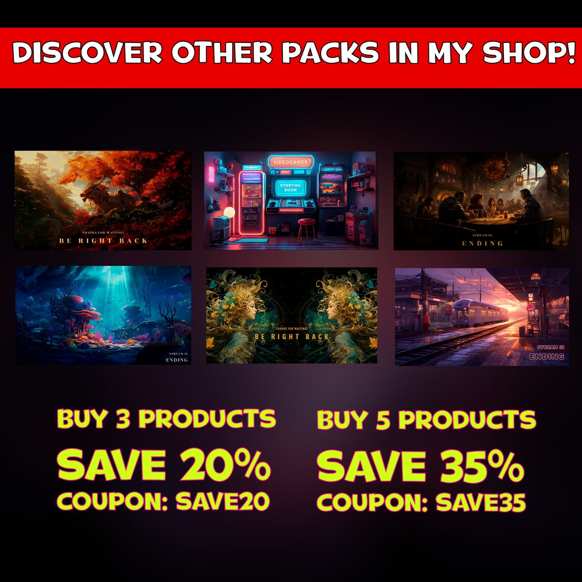 Retro Twitch Overlay Animated Packaged - Inspired 80s Videogame Screens ...