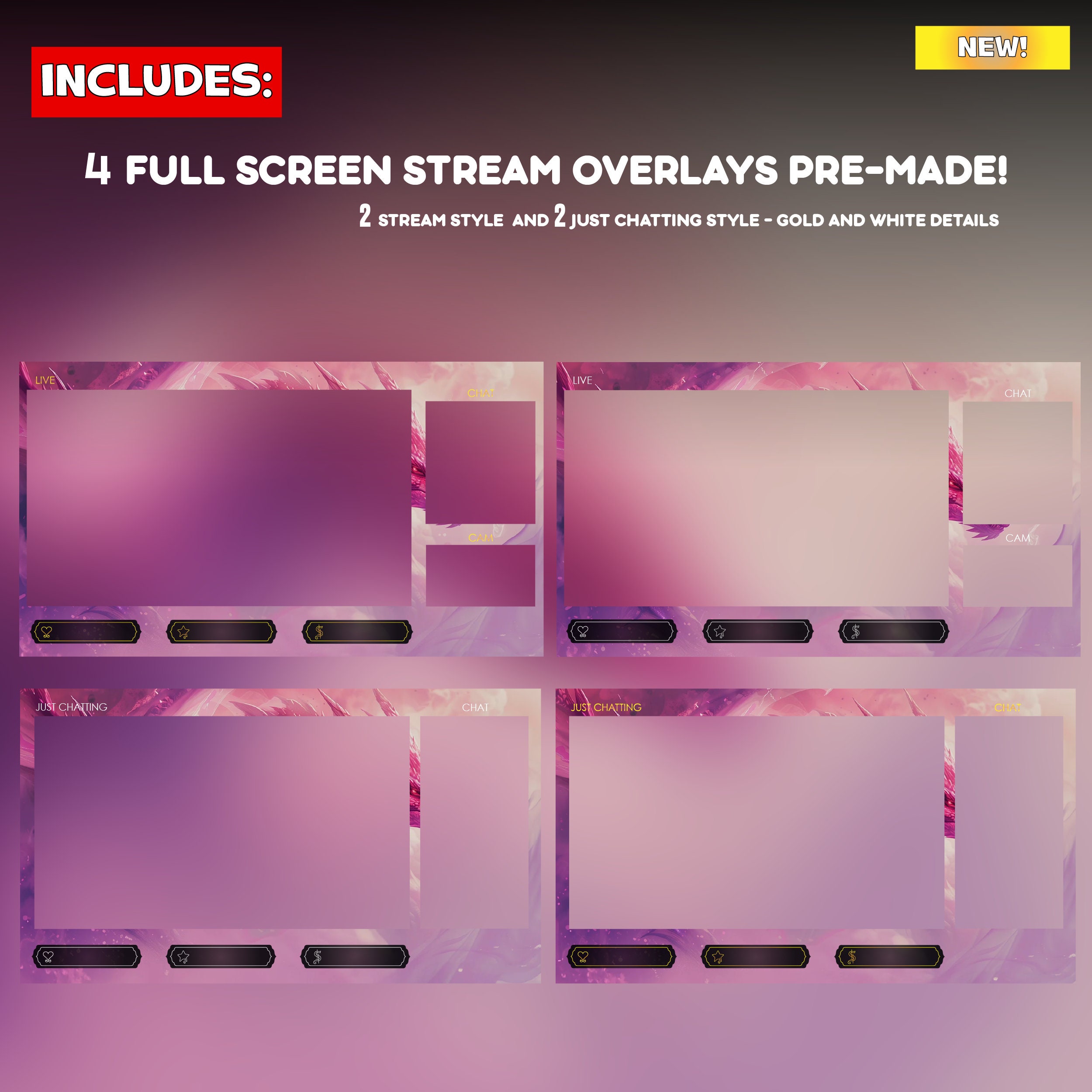 Dragon Female Twitch Overlay Animated Pack Mythological Fantasy Pink ...