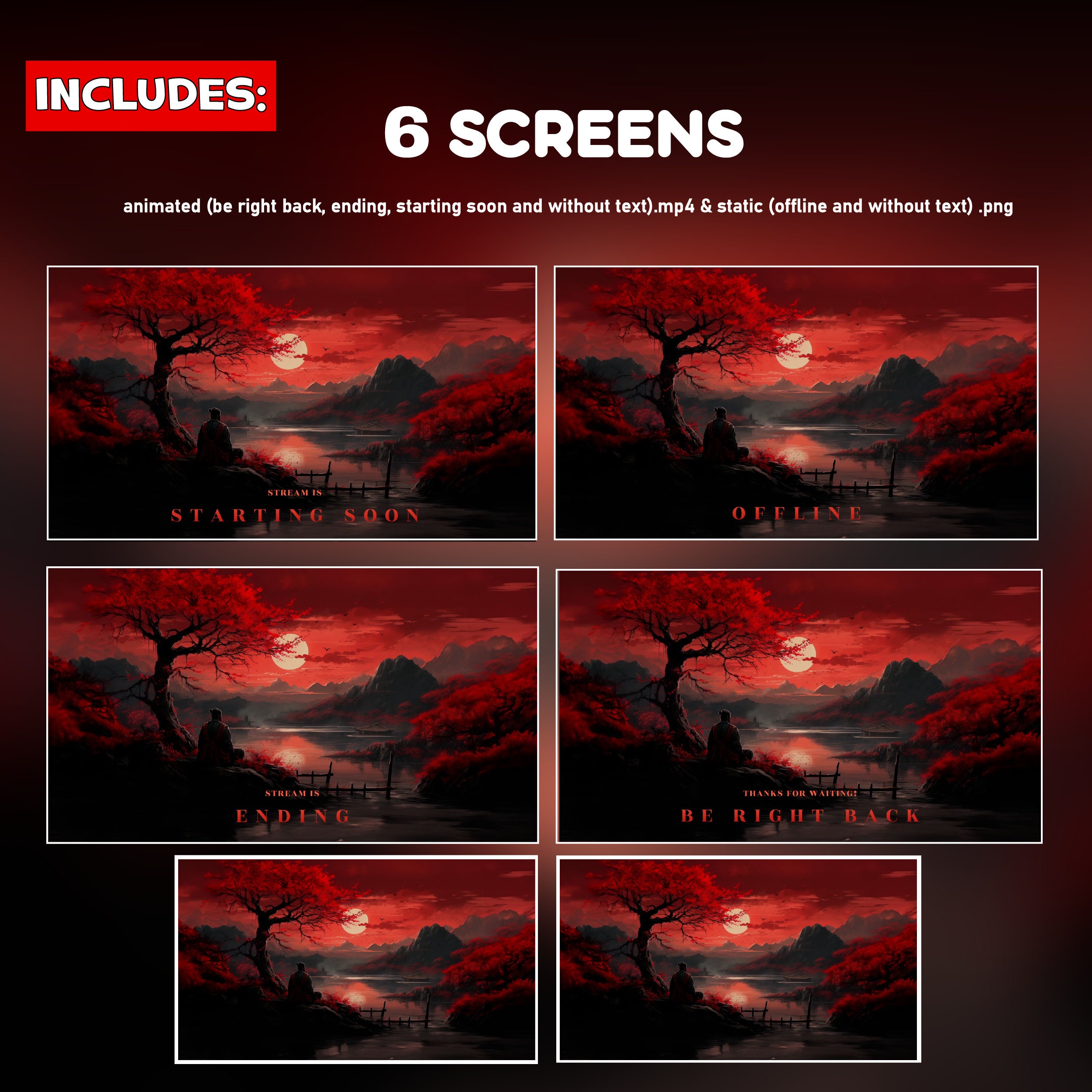 Samurai Red Twitch Overlay Animated Pack Warrior Cozy - Etsy Canada