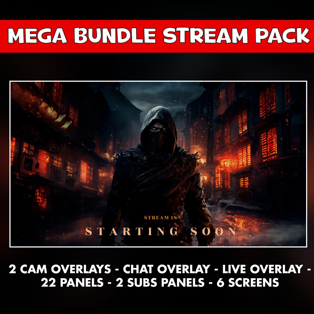 Ninja Twitch Overlay Animated Pack - Assassin Screens Warriorr Cozy for ...