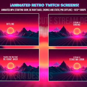 Retro Twitch Overlay Pack Animated - Vapor Wave 80s Screens Background ...