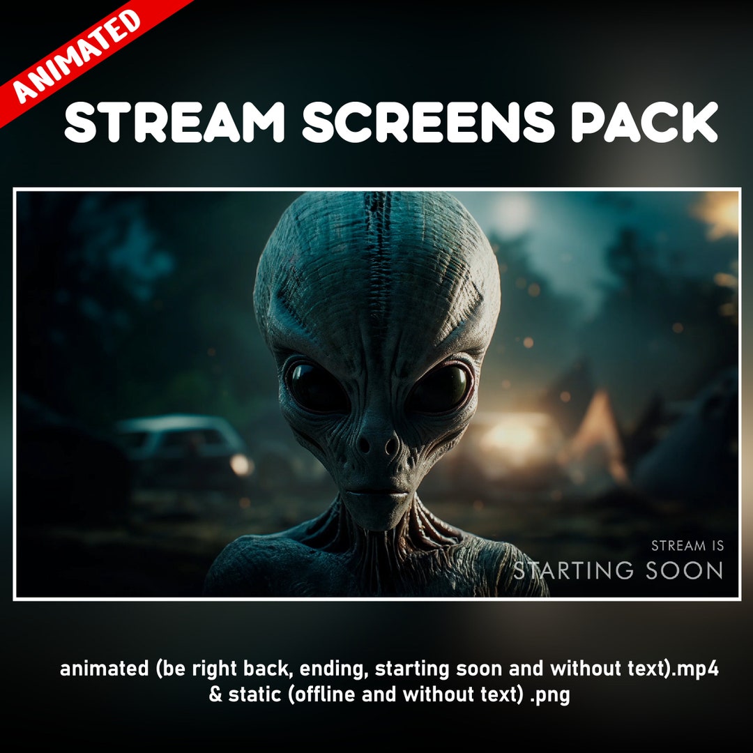 Alien Twitch Overlay Animated Pack - UFO Stream Screens Vtuber ...