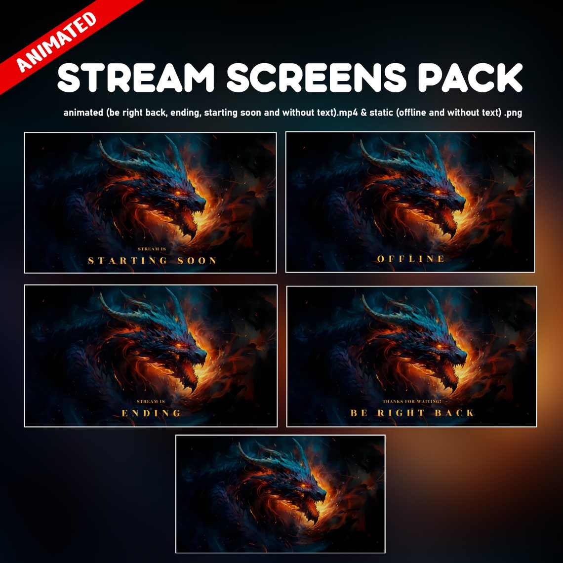 Blue Dragon Twitch Overlay Animated Pack - Mythological Fantasy ...