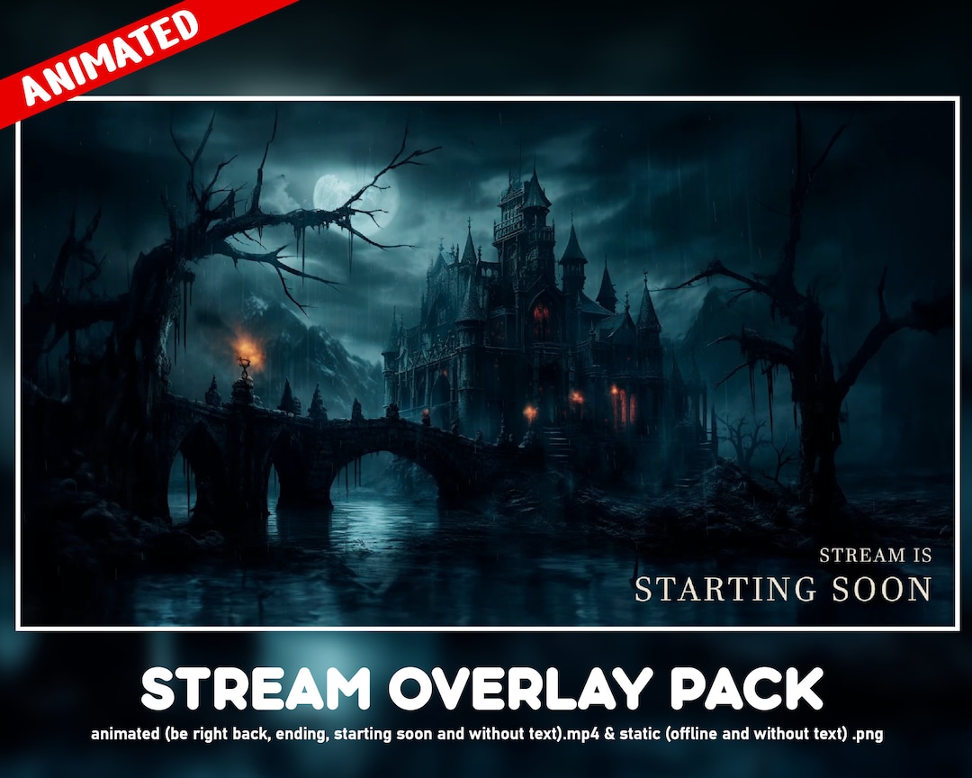 Goth Twitch Overlay Animated - Horror House Dark Background Screens ...