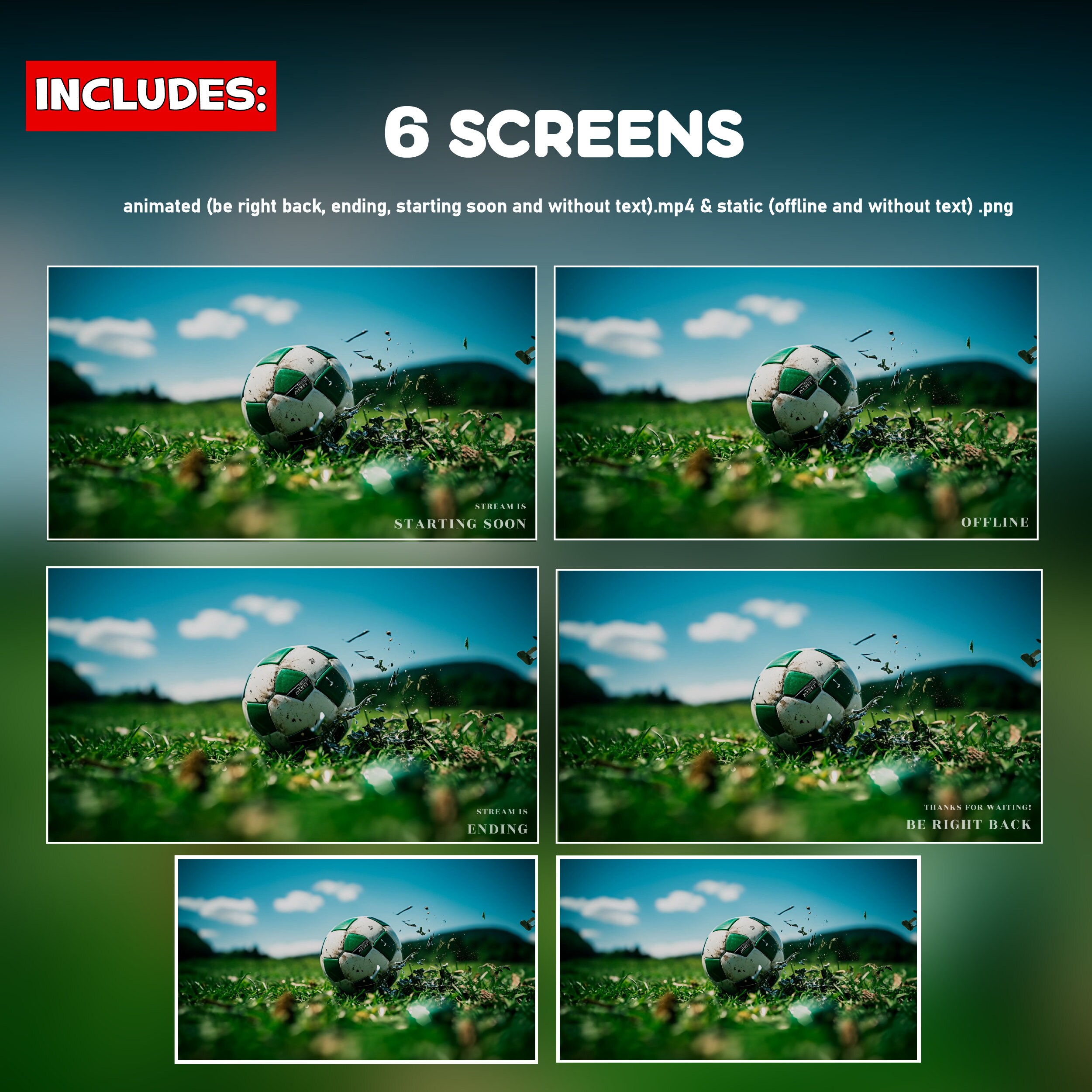 Futbol Twitch Overlay Animated Pack Stream Screens Bundle Futbol Grass ...