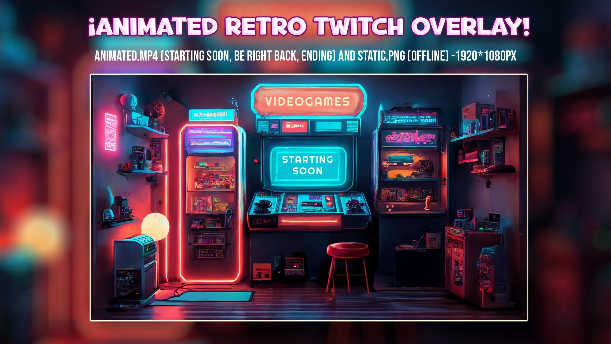 Retro Twitch Overlay Animated Inspired 80s Videogame Screens - Etsy Canada