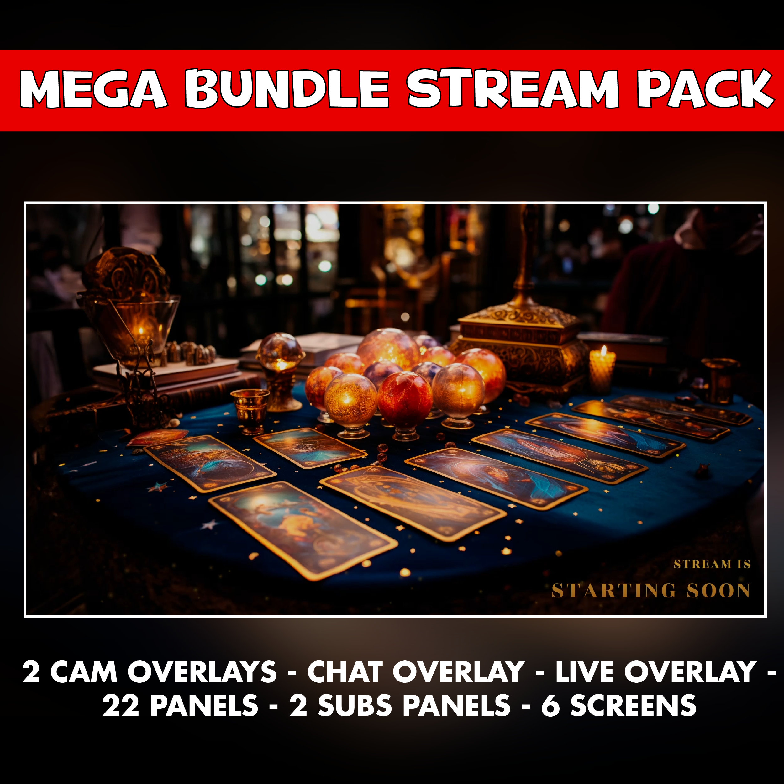 Cards Tarot Table Twitch Overlay Animated Pack - Clairvoyant Seer Cozy ...