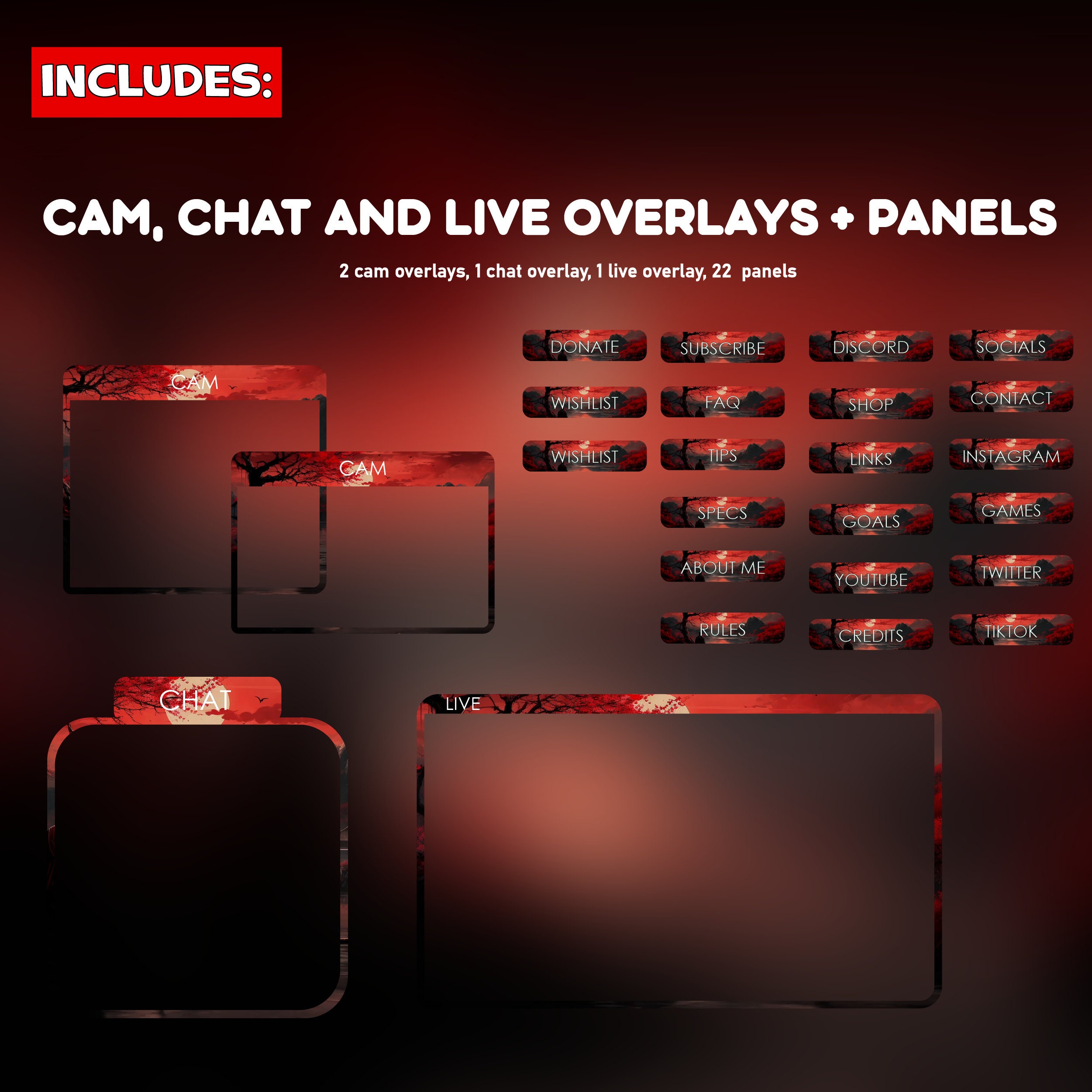 Samurai Red Twitch Overlay Animated Pack Warrior Cozy - Etsy Canada