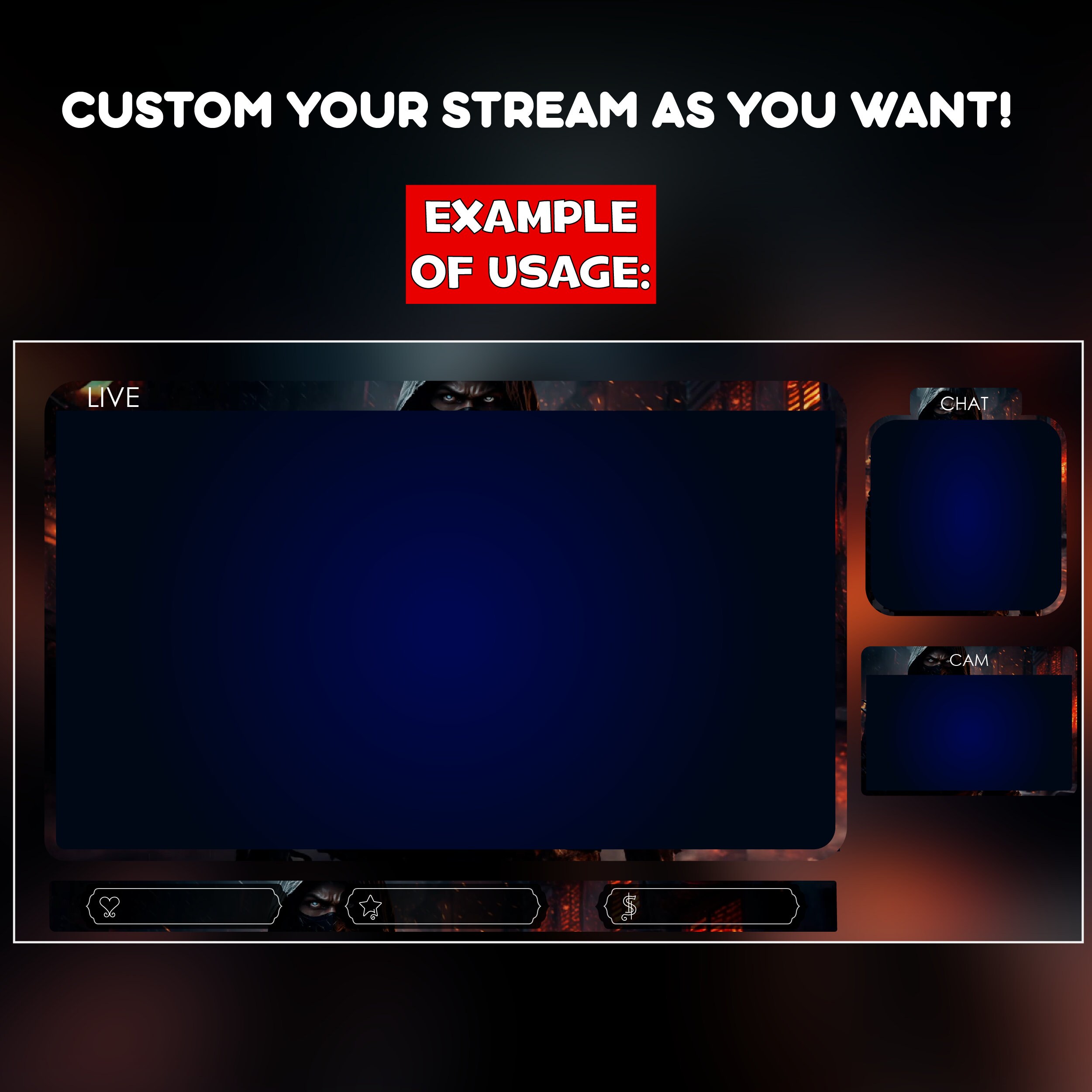 Ninja Twitch Overlay Animated Pack Assassin Screens Warriorr Cozy for ...