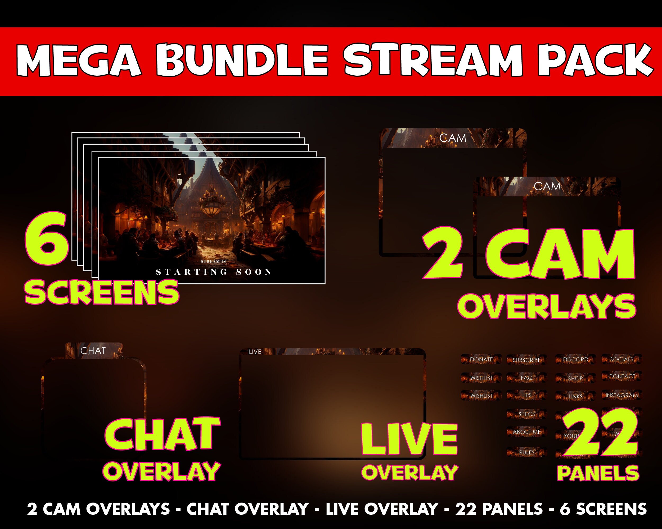 Medieval Tavern Twitch Overlay Animated Pack - Cozy Themed D&d Cute ...