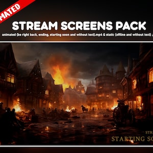 Medieval City Twitch Overlay Animated Pack - Medieval Fire Battle ...