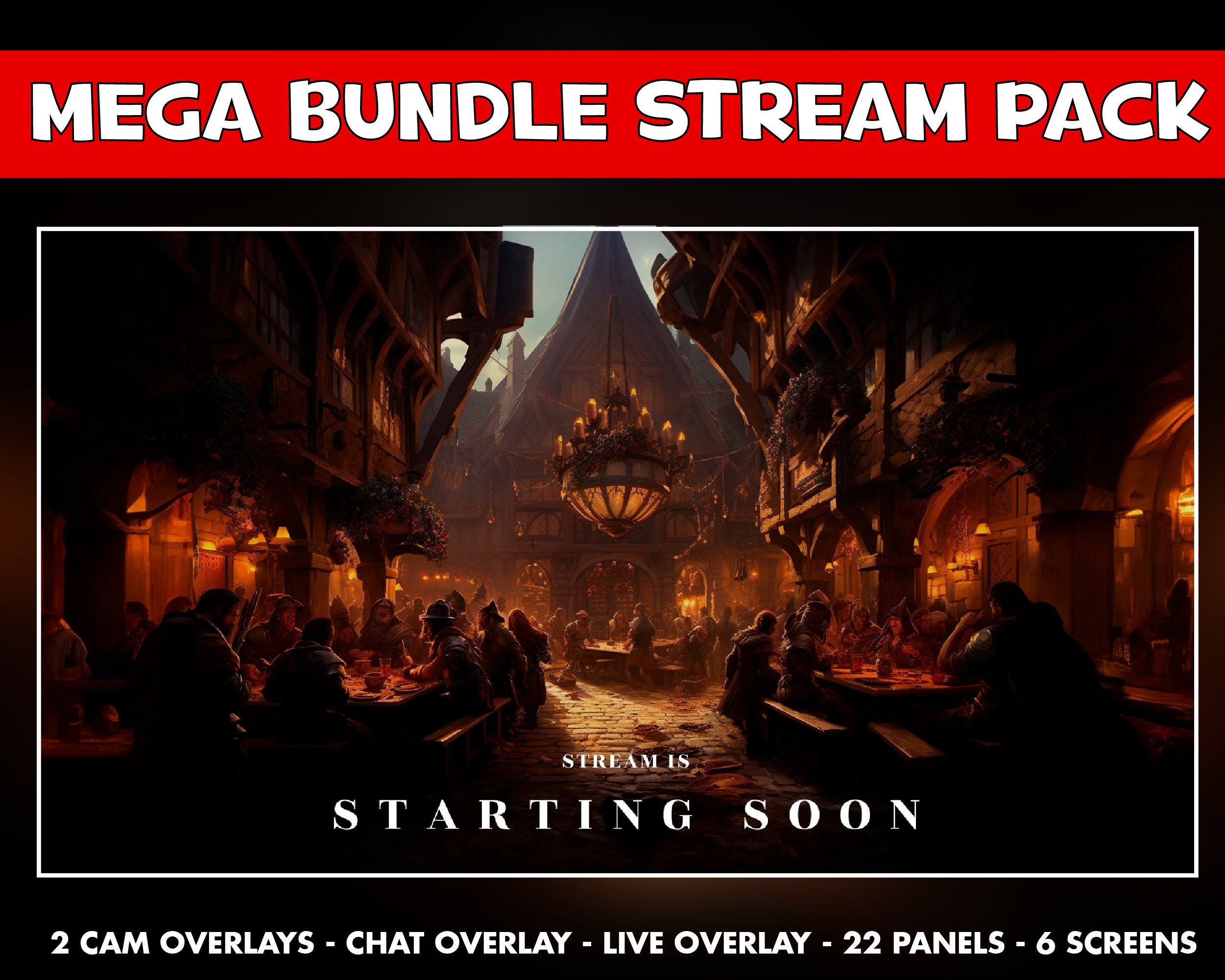 Medieval Tavern Twitch Overlay Animated Pack - Cozy Themed D&d Cute ...