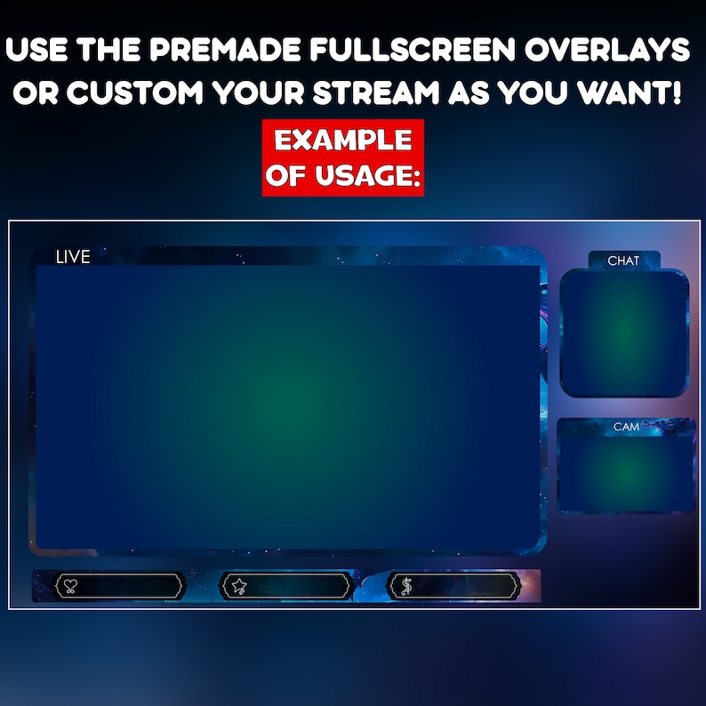 Dragon Blue Twitch Overlay Animated Pack Galaxy Fantasy Universe ...
