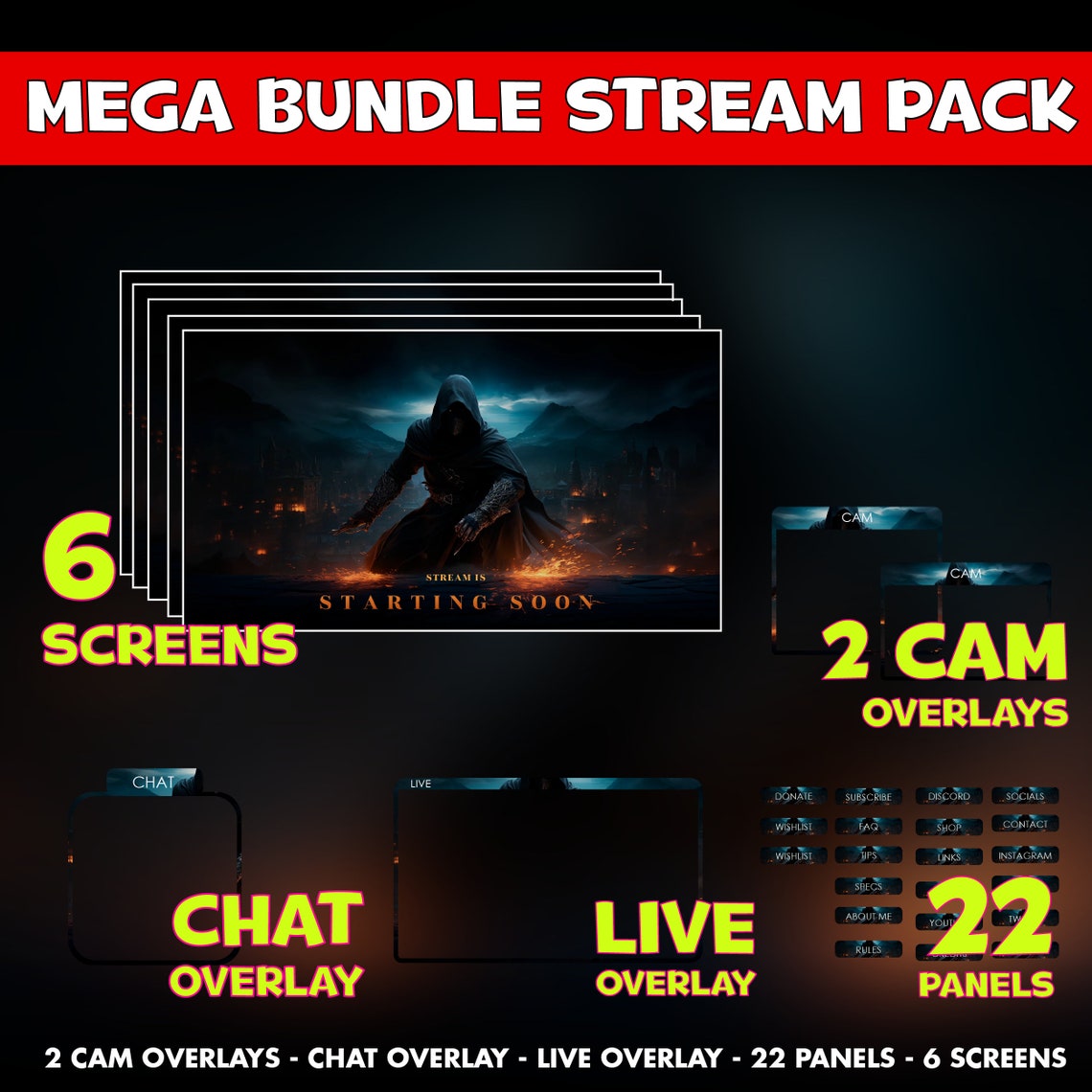 Ninja Assassin Twitch Overlay Animated Pack - Warrior Japanese ...