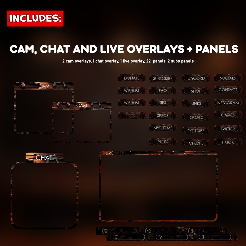 Shooter Armery Twitch Overlay Animated Pack - Fire Guns Weapons Room ...