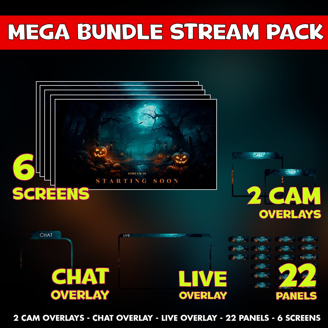 Spooky Forest Twitch Overlay Animated Pack - Halloween Pumpkin Haunted ...
