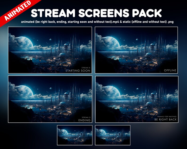 Futuristic City Twitch Overlay Animated Package - Sci-fi Screens Retro ...