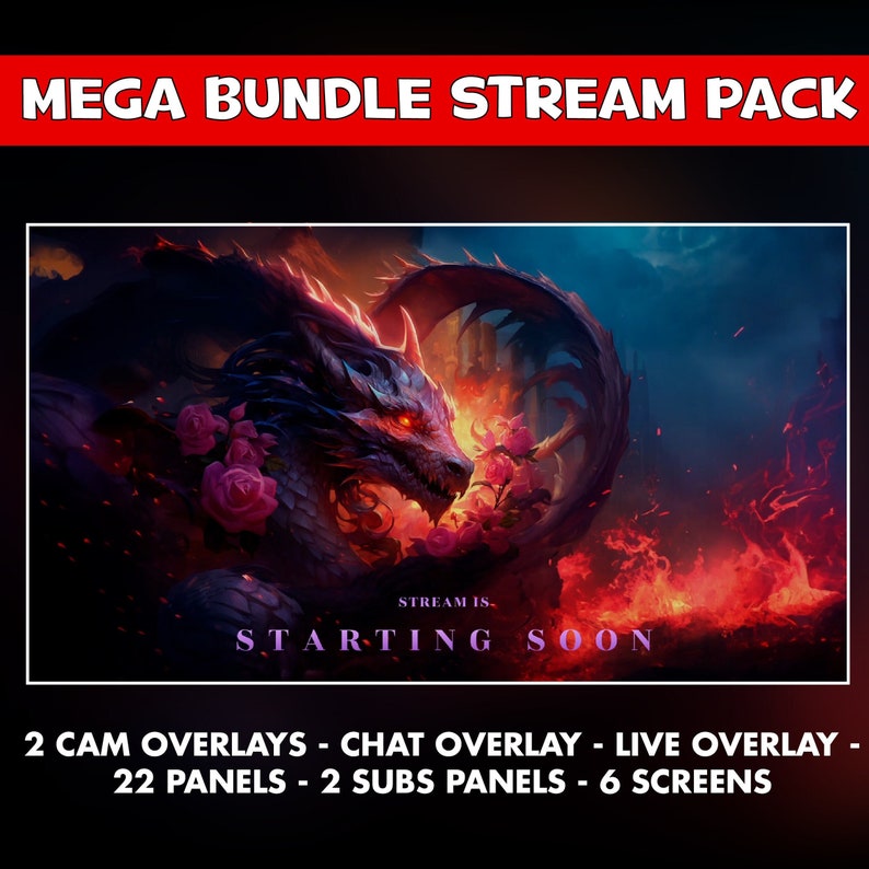 Dragon Female Twitch Overlay Animated Pack - Mythological Fantasy Fire ...