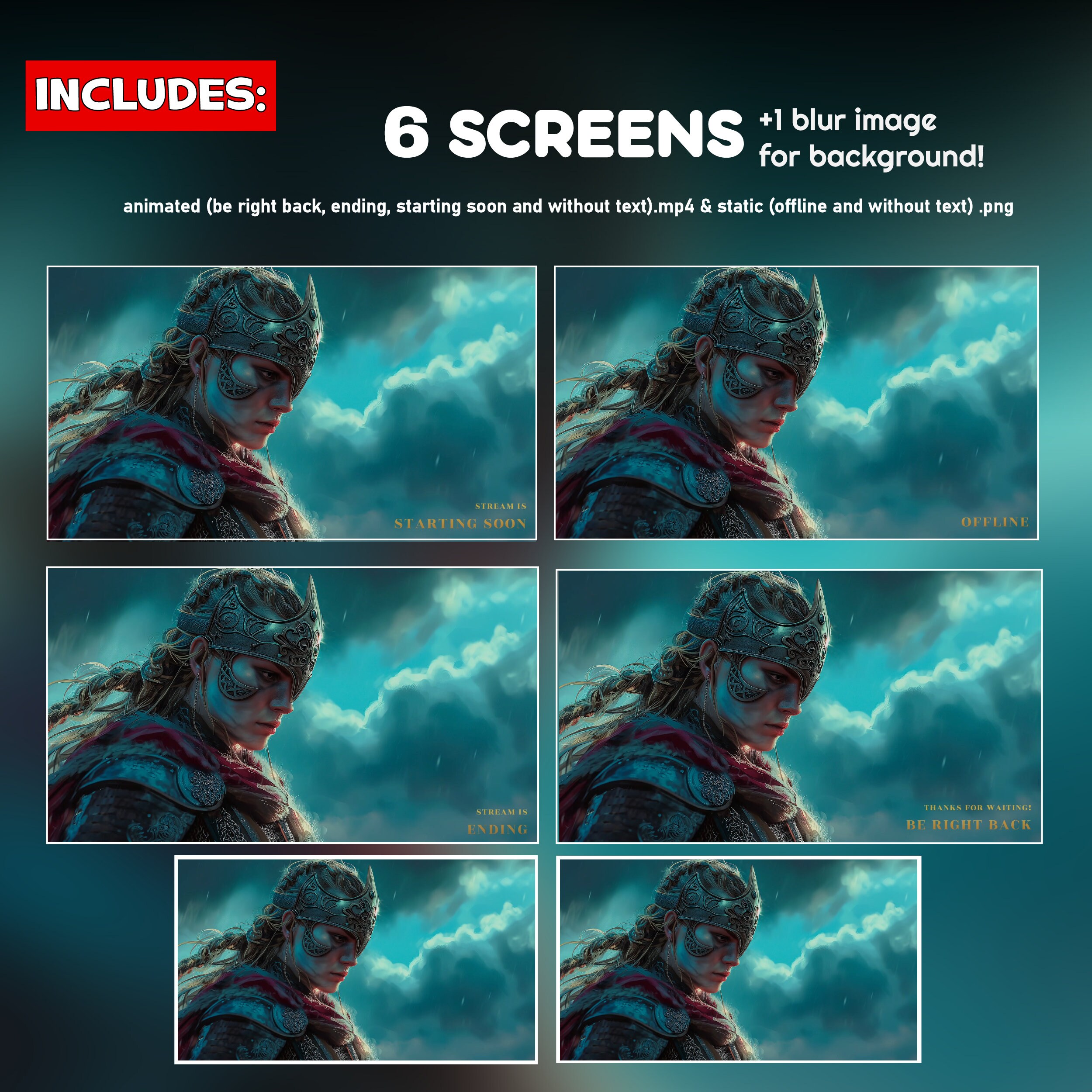 Warrior Woman Twitch Overlay Pack - Epic Valkyrie Viking Animated ...