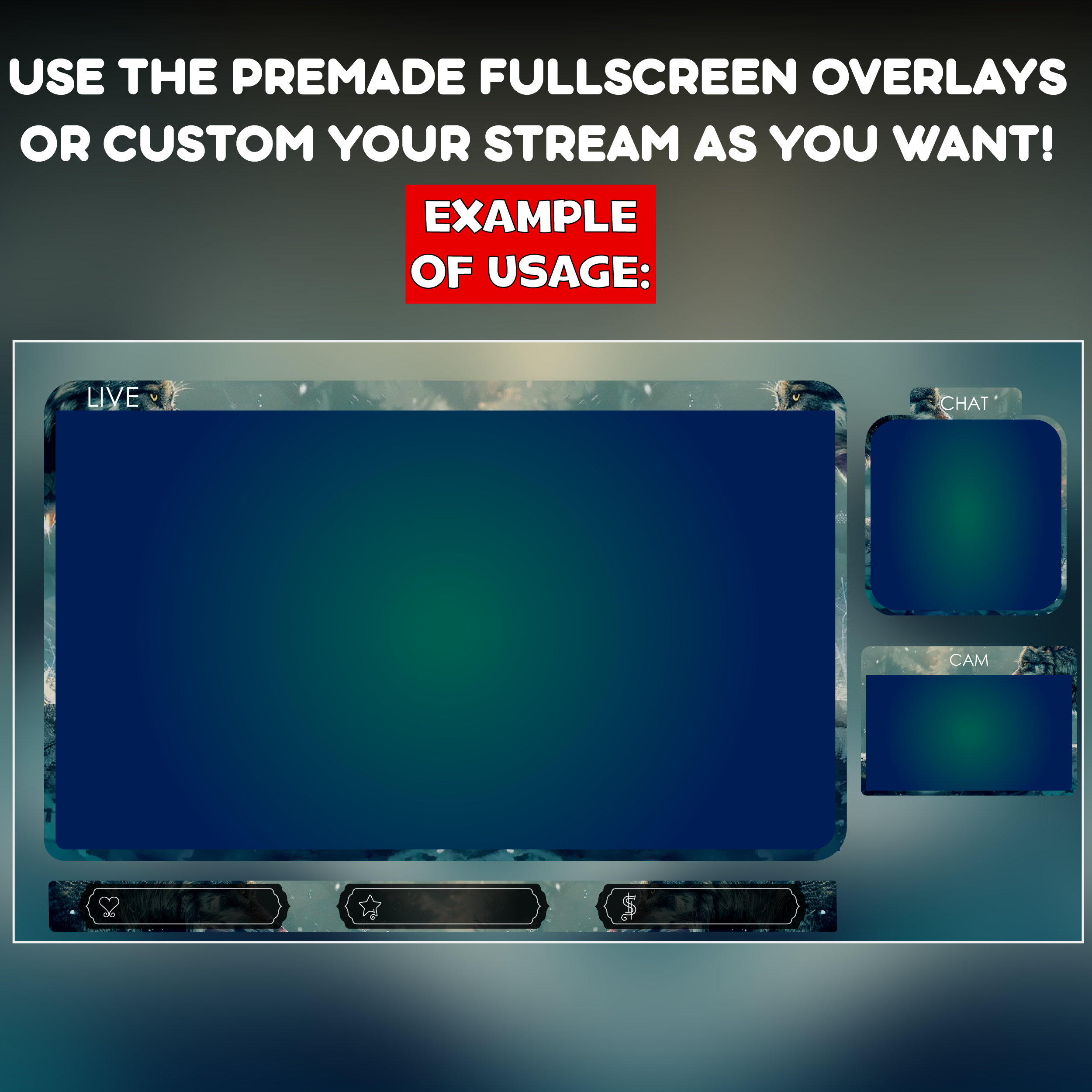 Wolf Twitch Overlay Pack - Majestic Beast Animated Stream Background ...